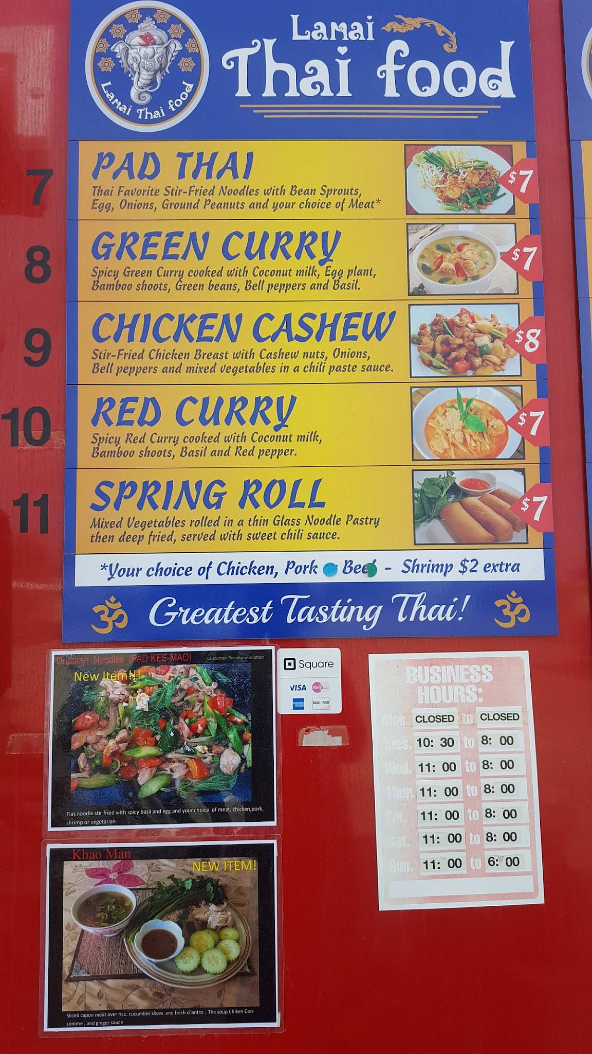 Menu at Lamai Thai Food Greatest Tasting Thai restaurant, Nampa