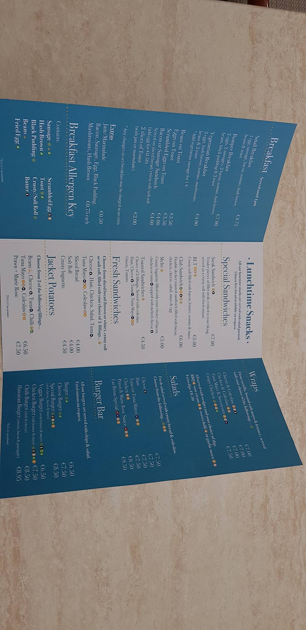 Menu at Las Brisas Restaurant, Playa Blanca