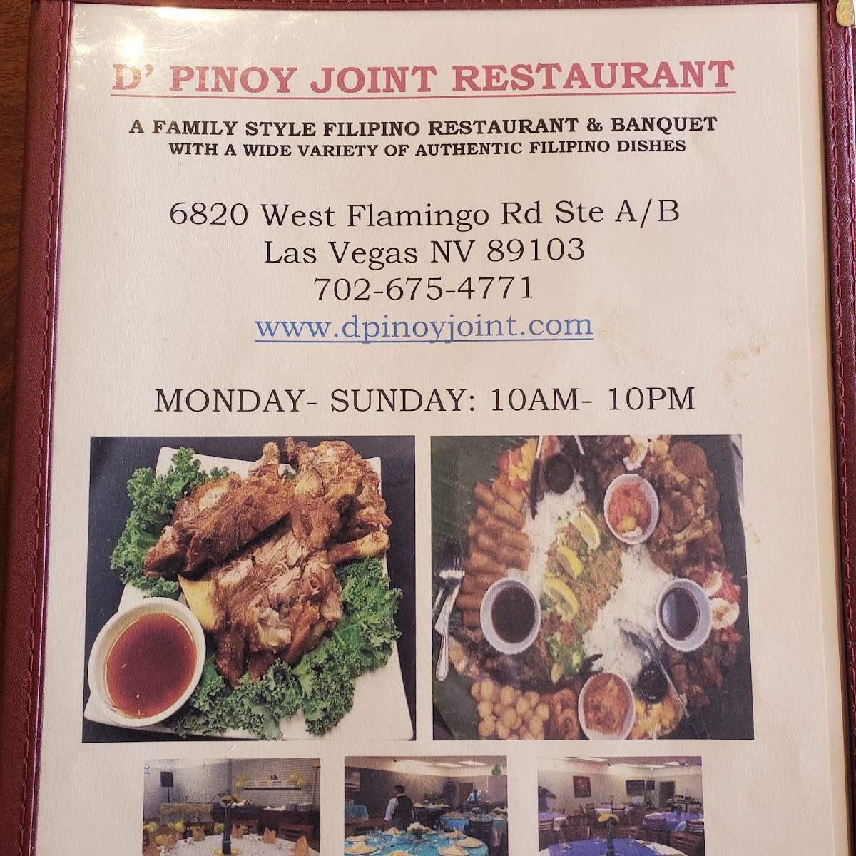 Menu at D' Pinoy Joint Flamingo restaurant, Las Vegas, W Flamingo Rd