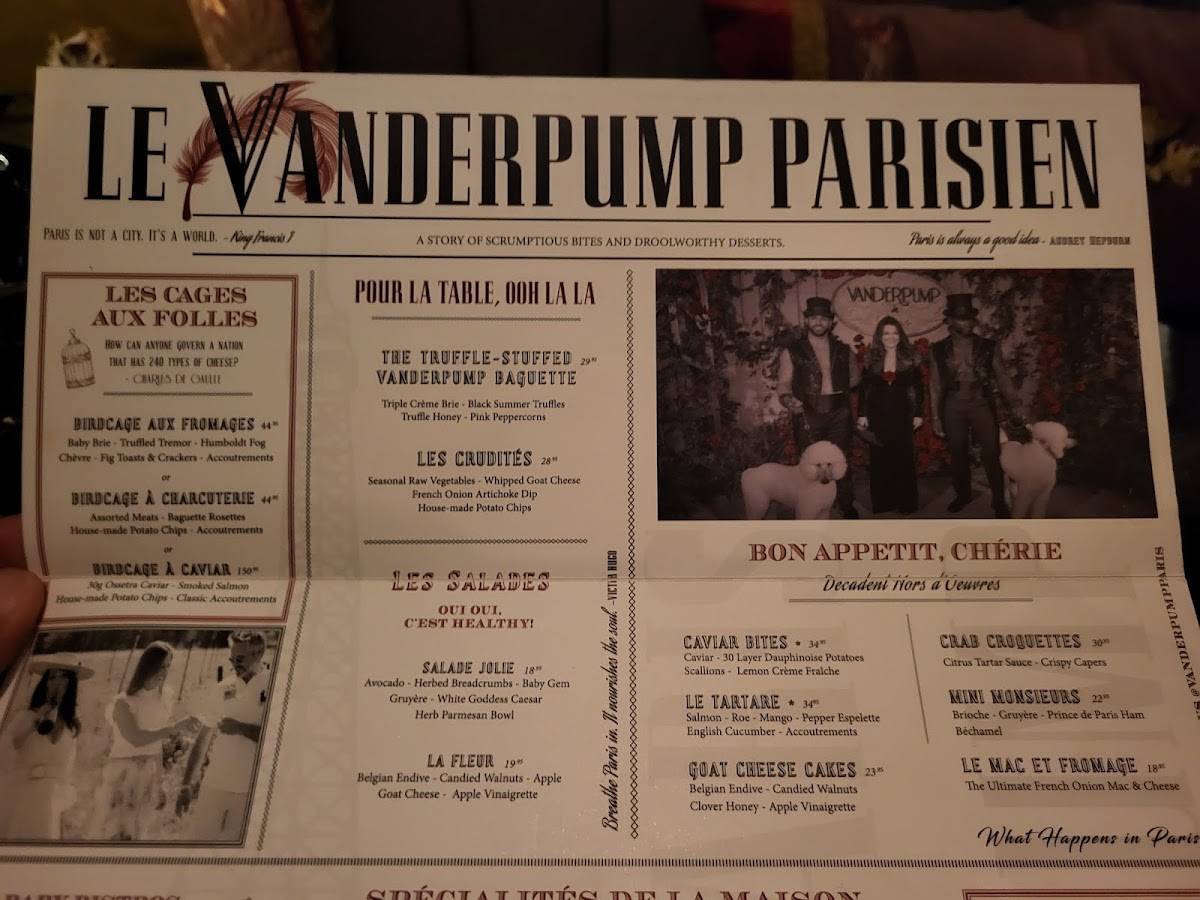 Menu at Vanderpump à Paris pub & bar, Las Vegas
