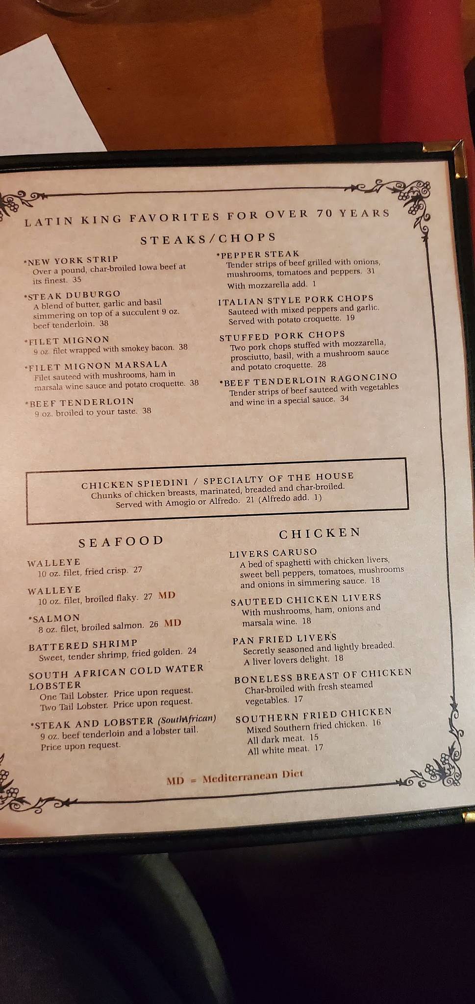Menu at Latin King Italian Dining restaurant, Des Moines
