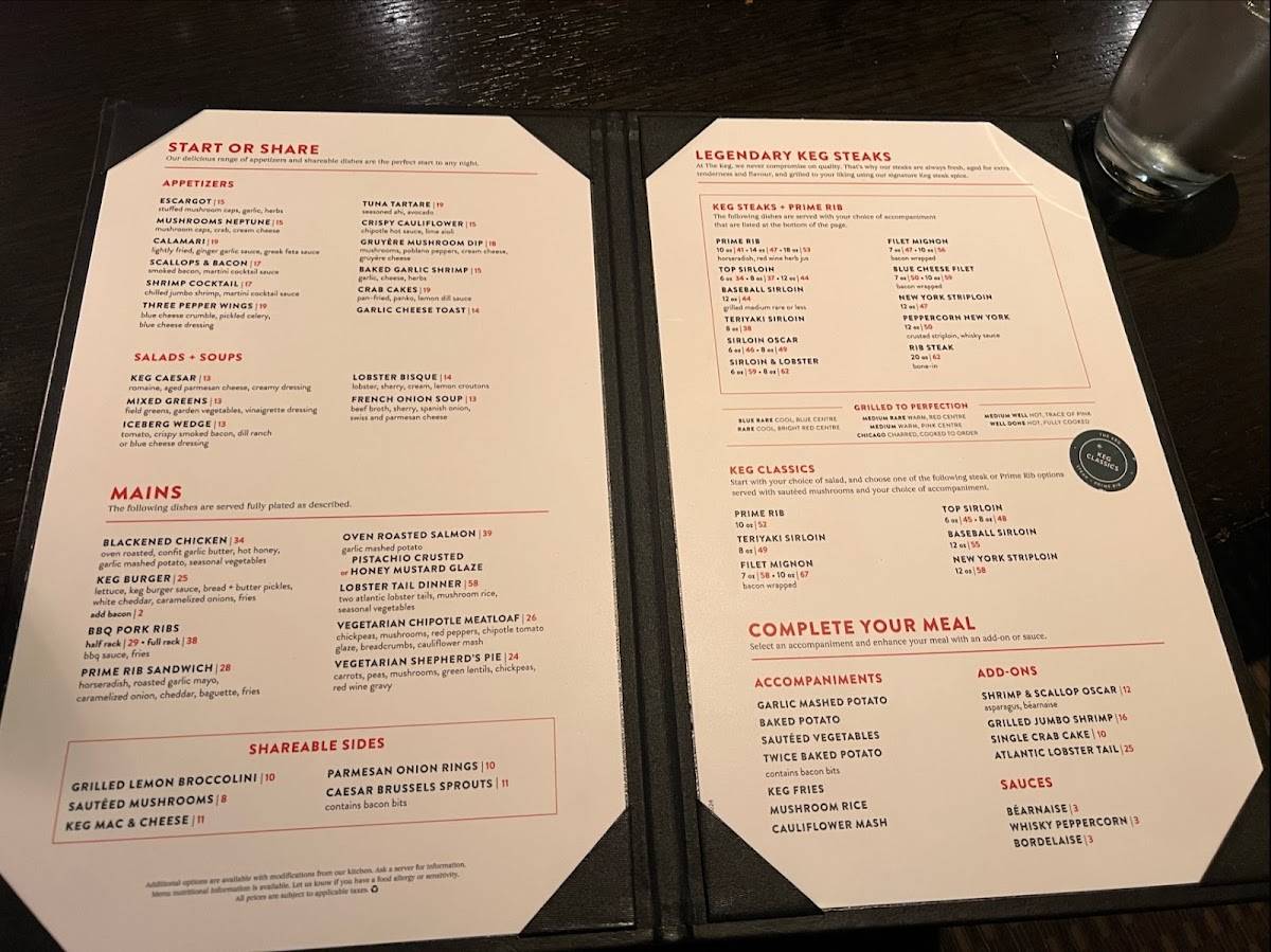 Menu au The Keg Steakhouse & Bar - Laval, Laval