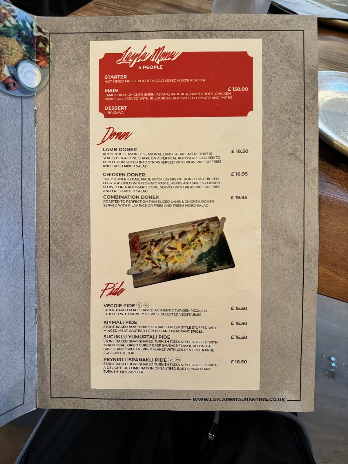 Menu at Layla Mezze Grill restaurant, Rye