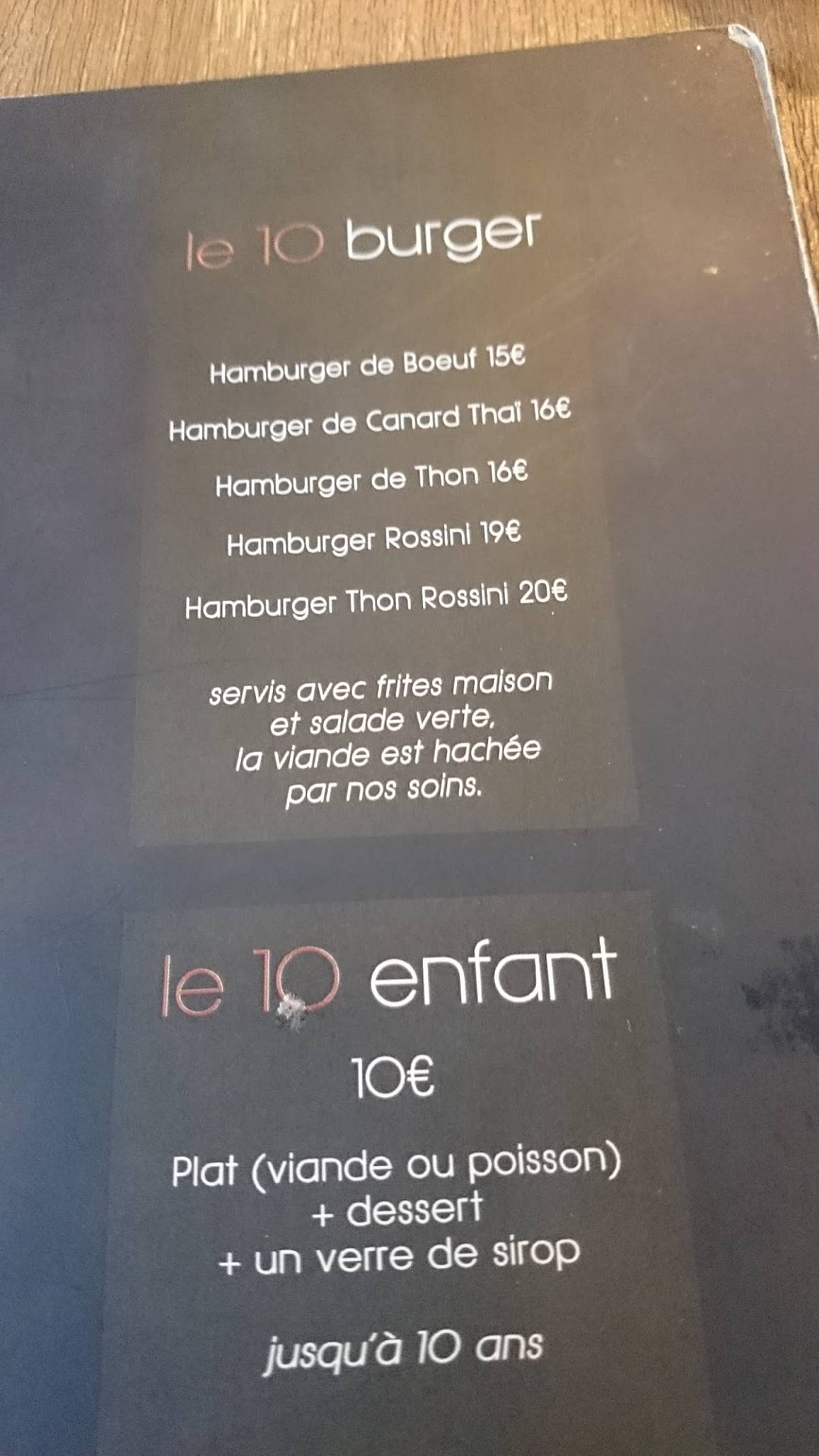 Menu au Le 10 pub et bar, Montpellier, 655 Rue Alfred Nobel