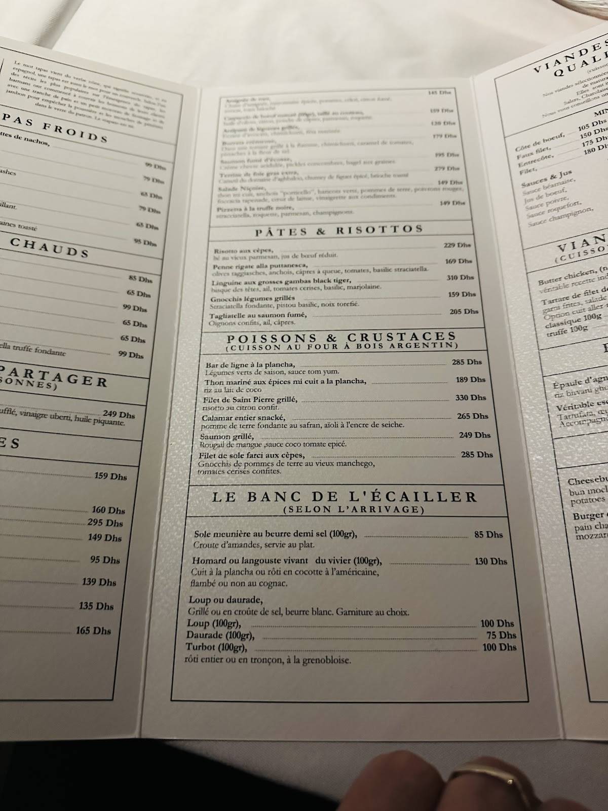Menu au Cabestan Ocean View restaurant, Casablanca, Phare d'El hank، 90 ...