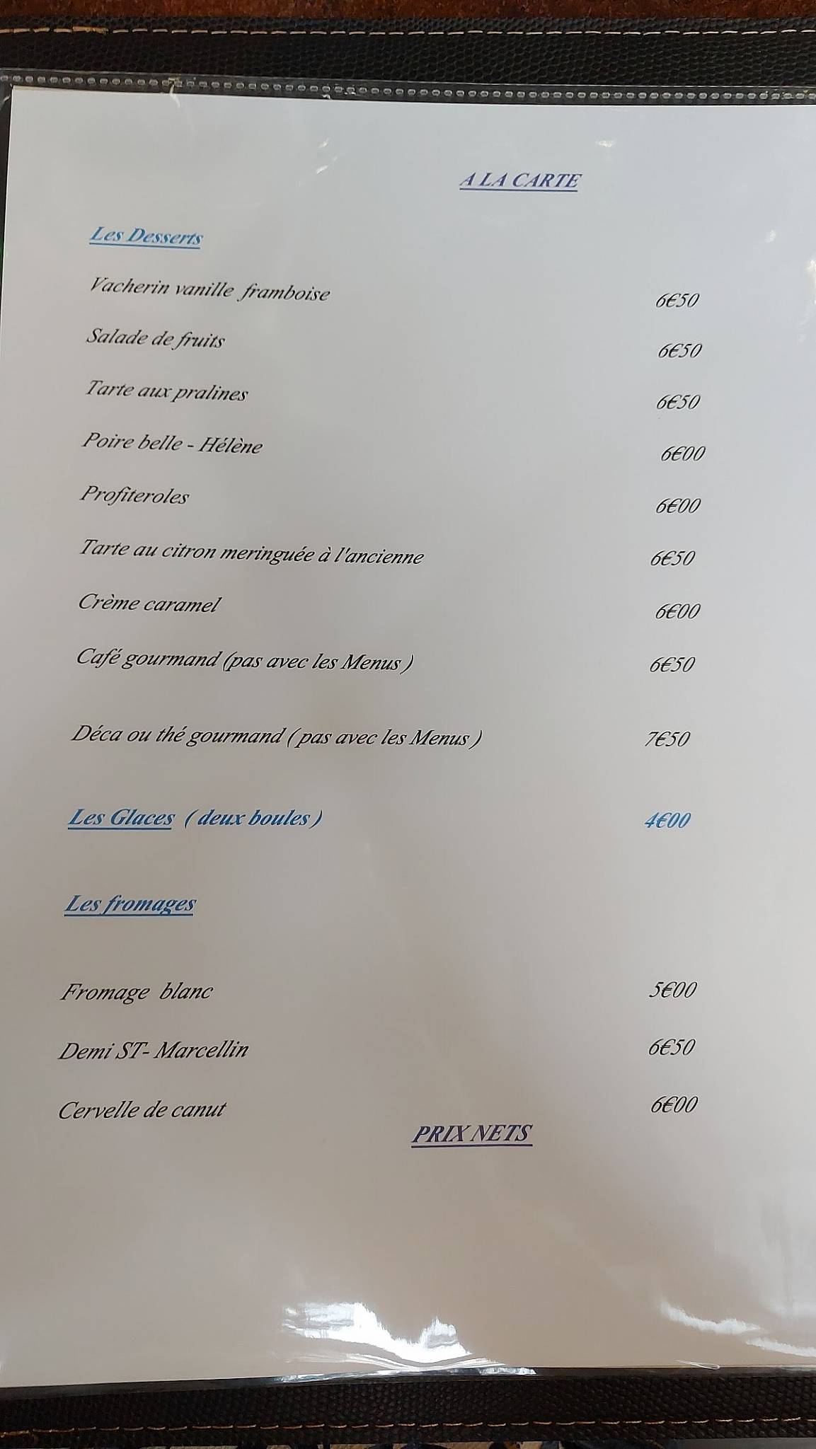 Menu au Le Condé restaurant, Lyon, 26 Rue de Condé