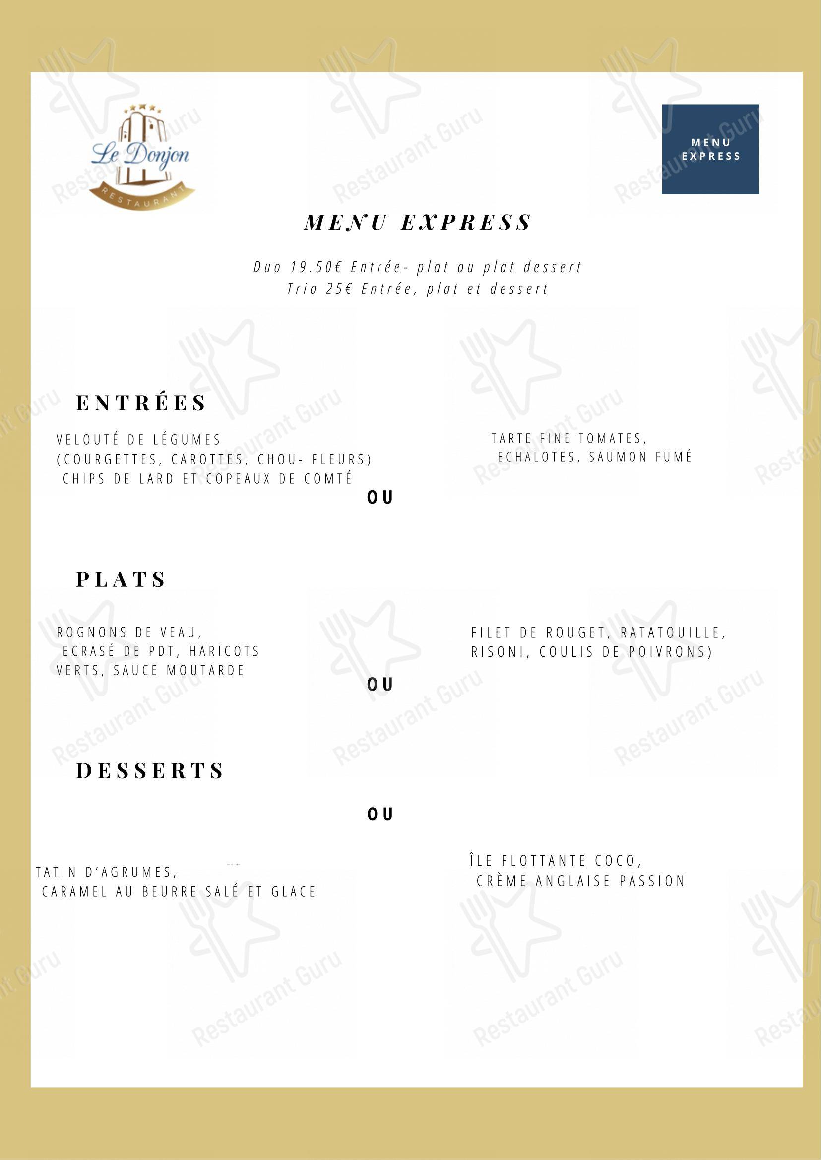 Menu au Restaurant Le Donjon, Houdan