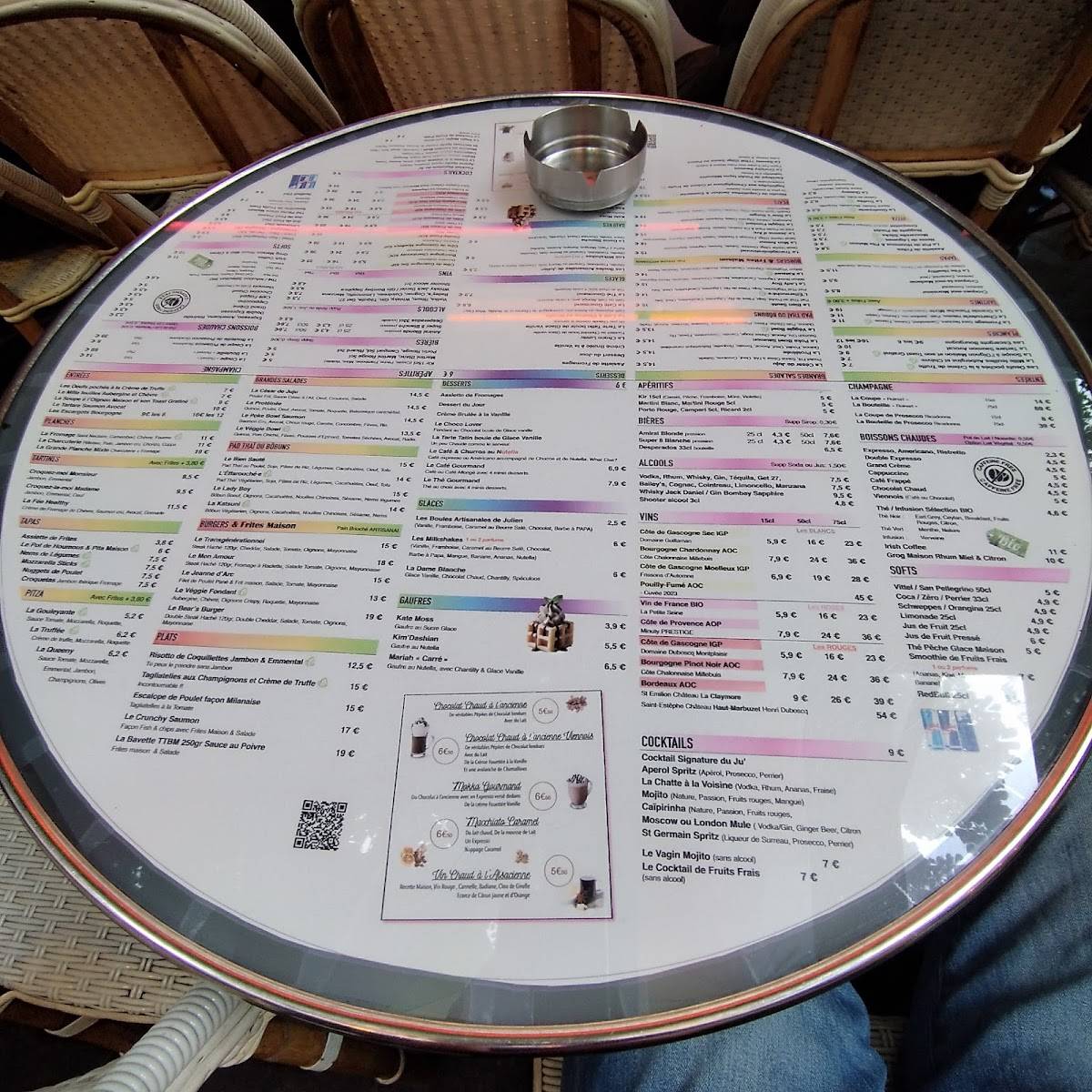 Menu at Le Ju' restaurant, Paris, 16 Rue des Archives