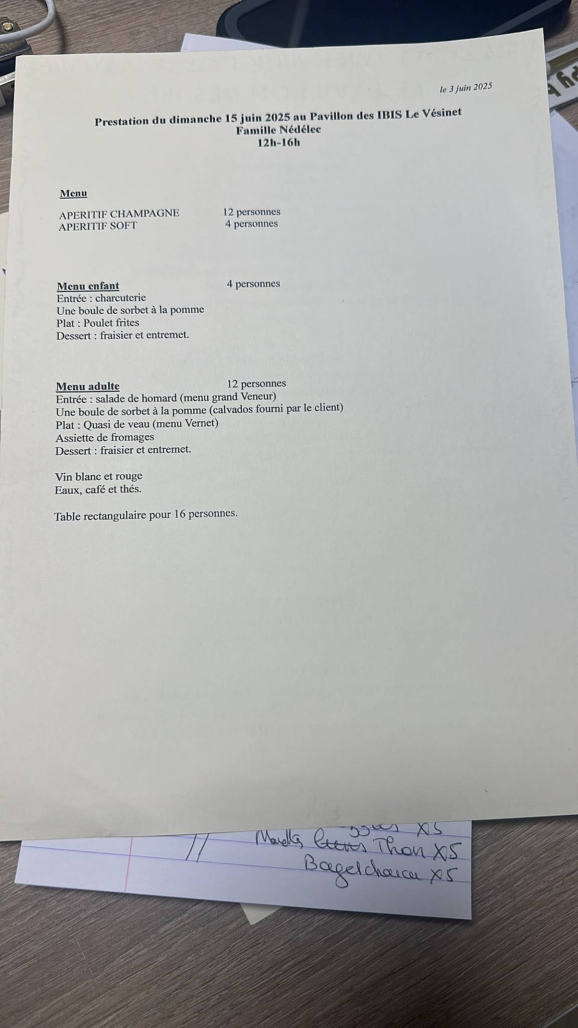 Menu au Pavillon des Ibis restaurant, Le Vésinet