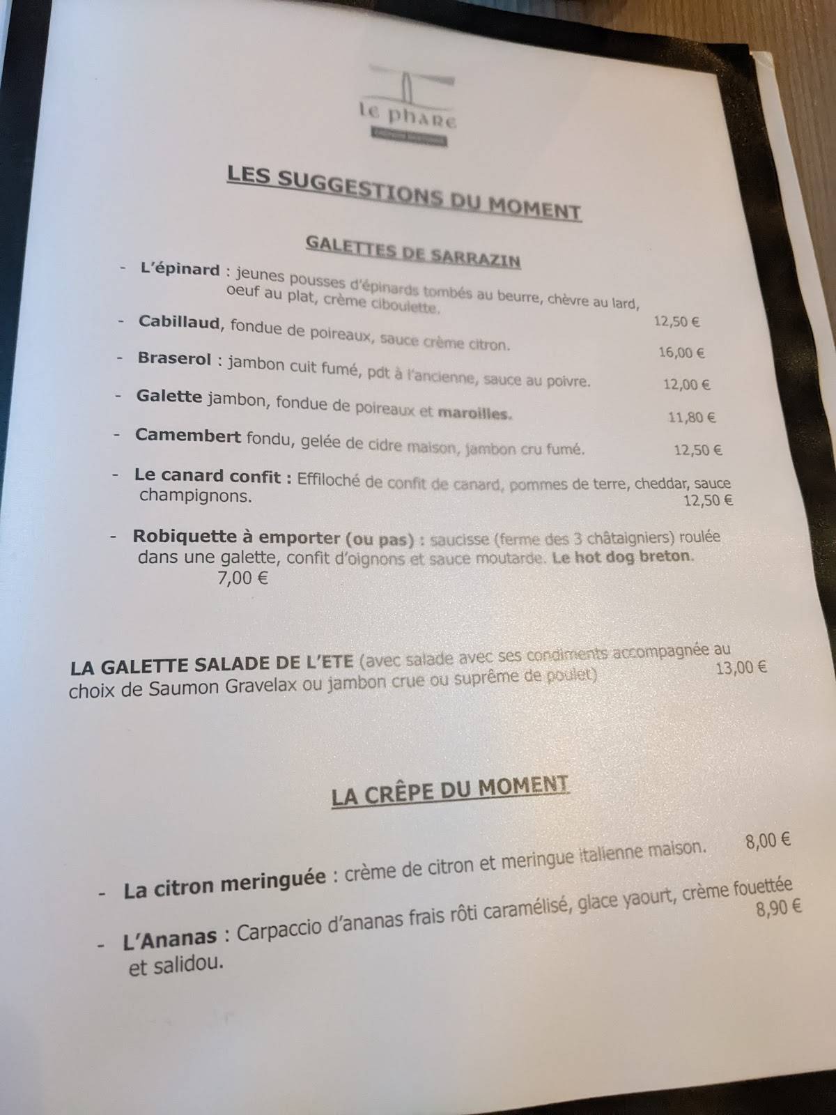 Menu au Le Phare restaurant, Amiens, 19 Pl. Alphonse Fiquet