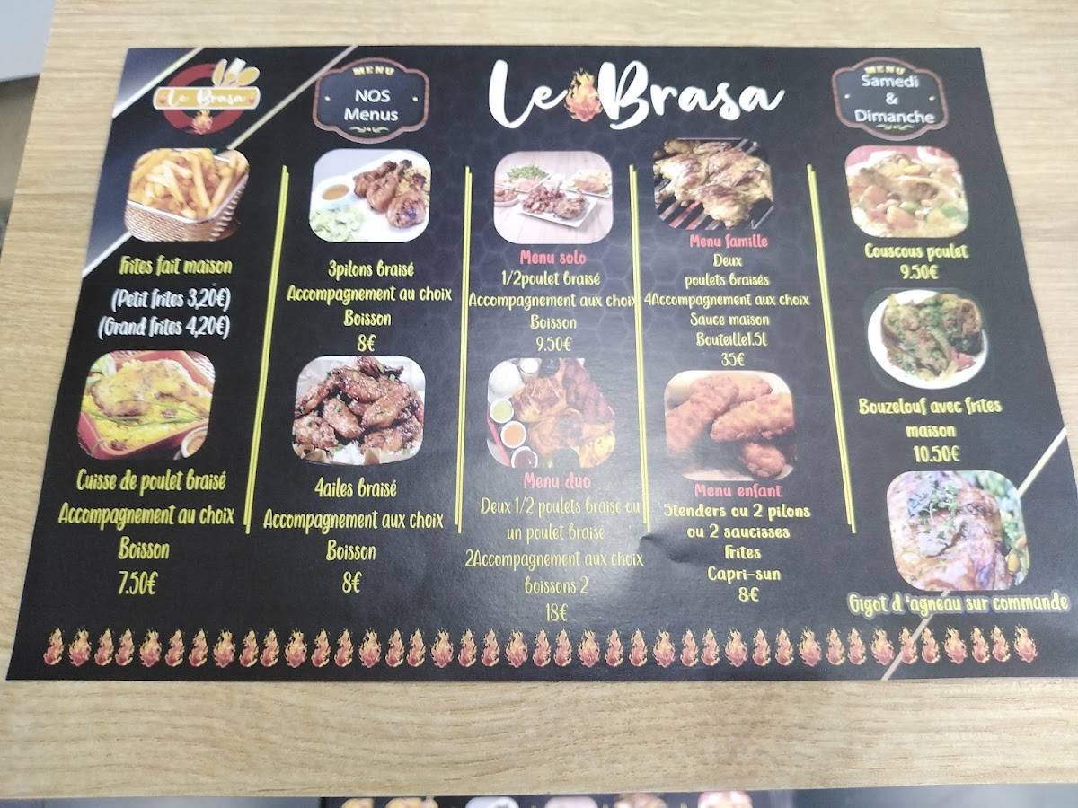 Menu au Le brasa restaurant, Lens