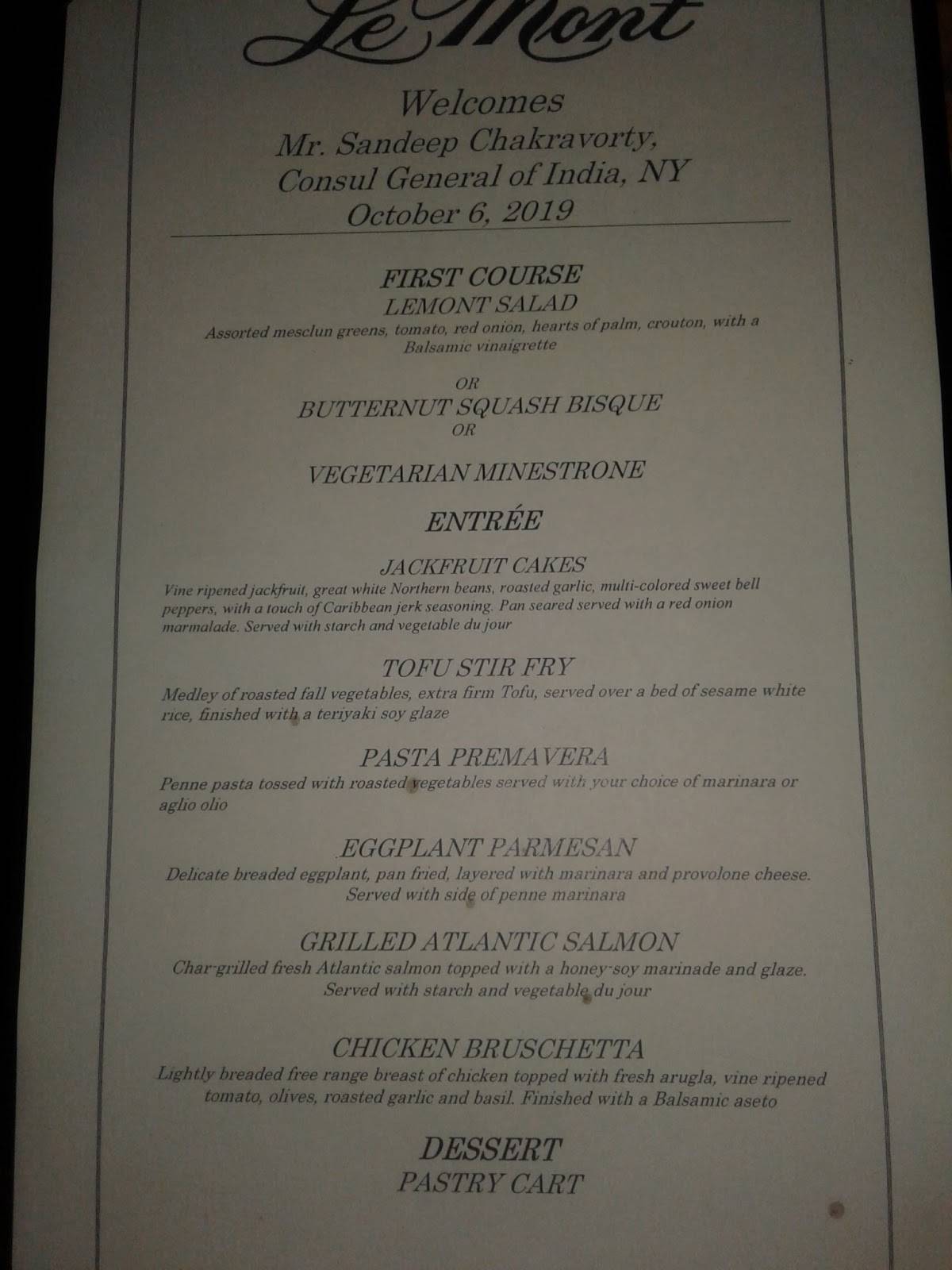 Menu at LeMont Restaurant, Pittsburgh