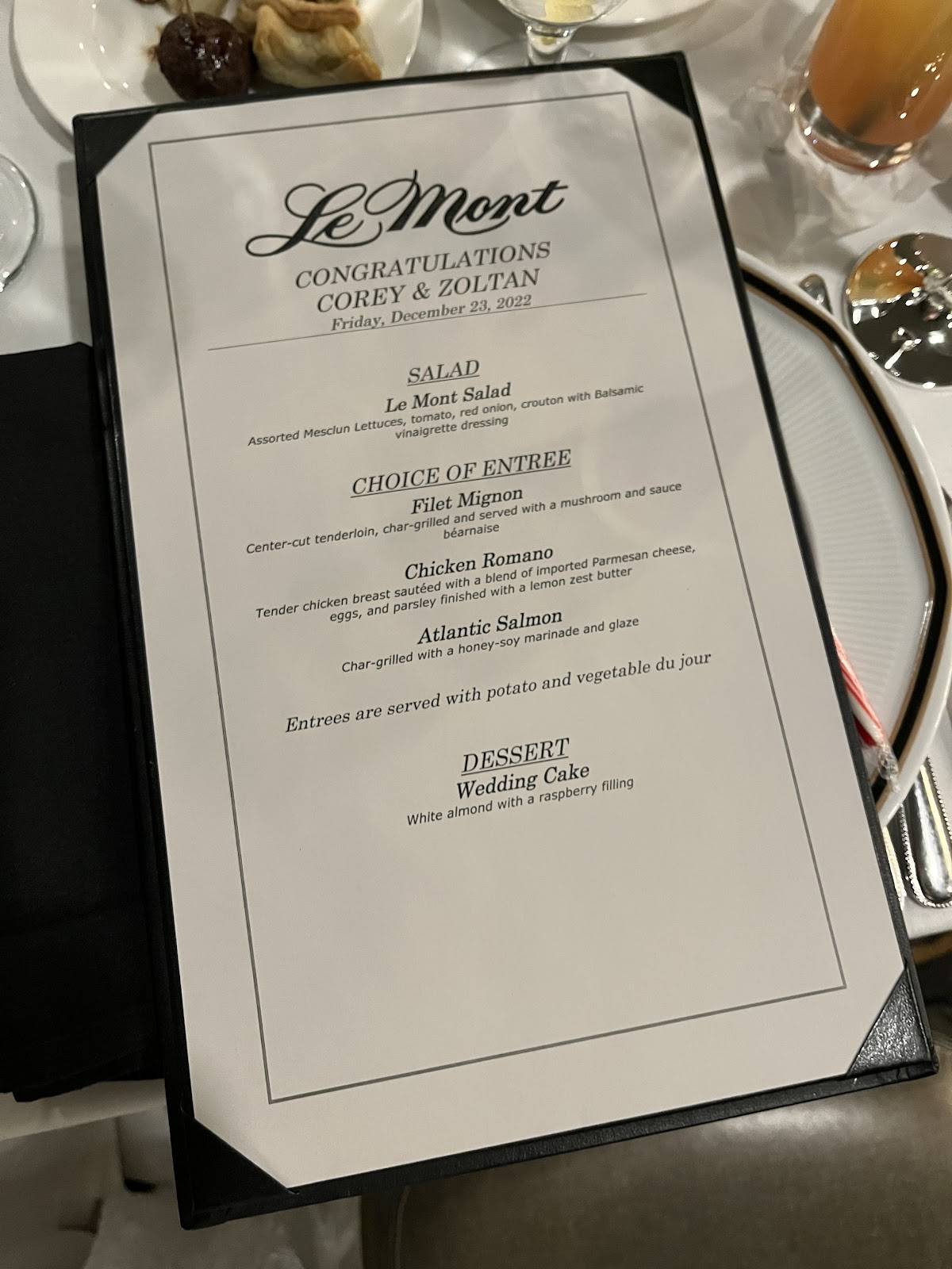 Menu at LeMont Restaurant, Pittsburgh