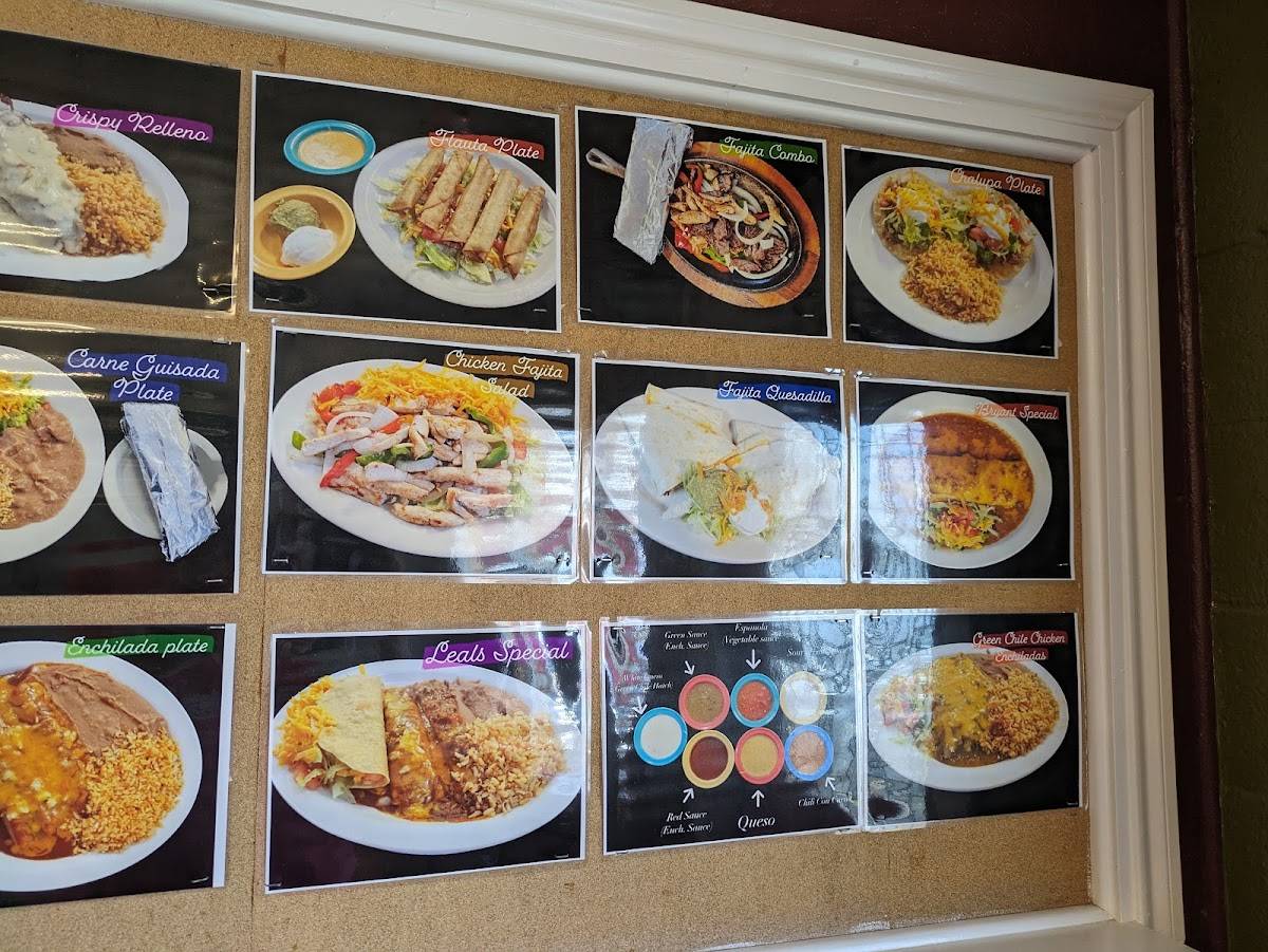 Menu at Leal's Tamale Factory restaurant, Lubbock