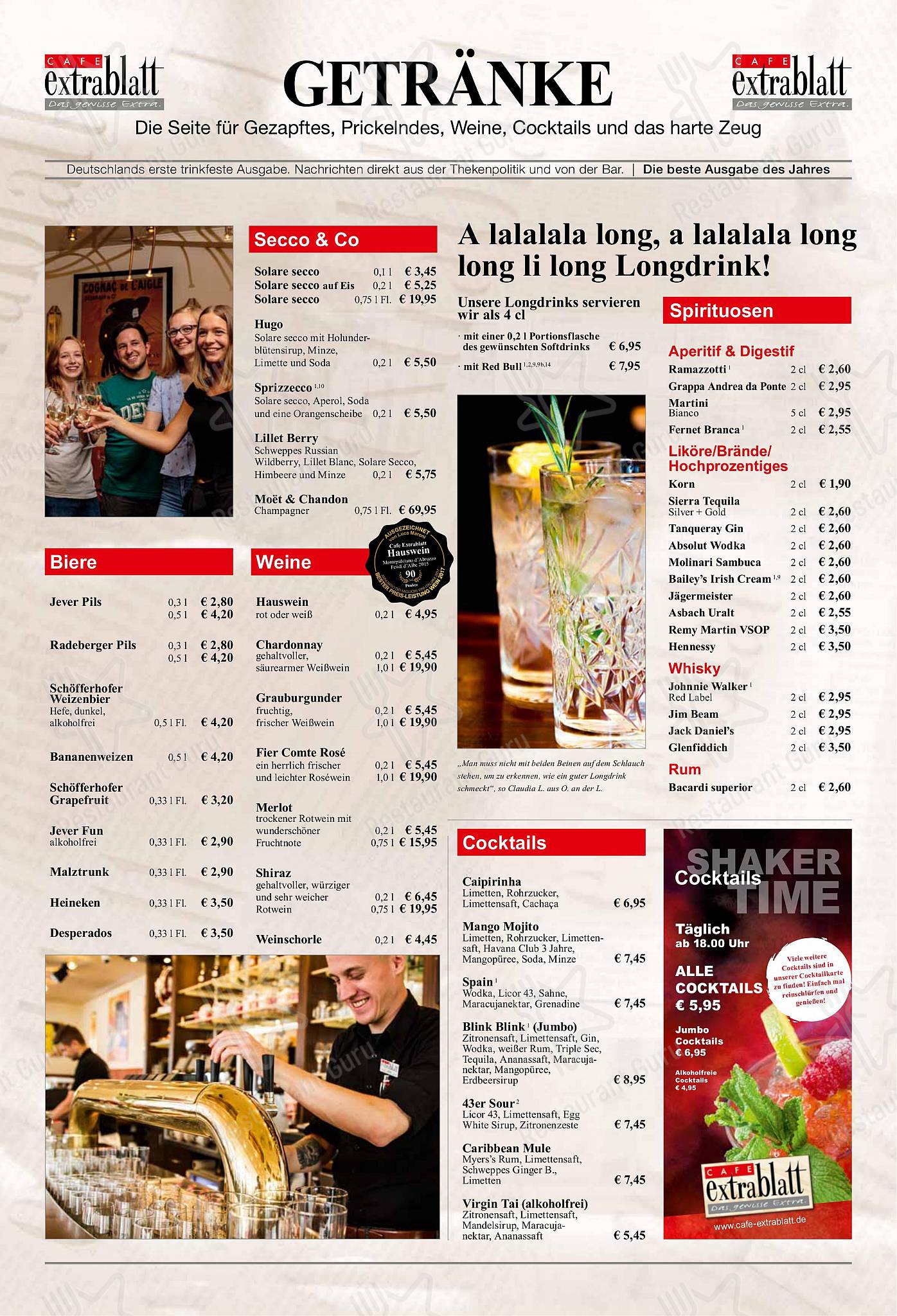 Speisekarte von Cafe Extrablatt Leer, Leer (Ostfriesland)