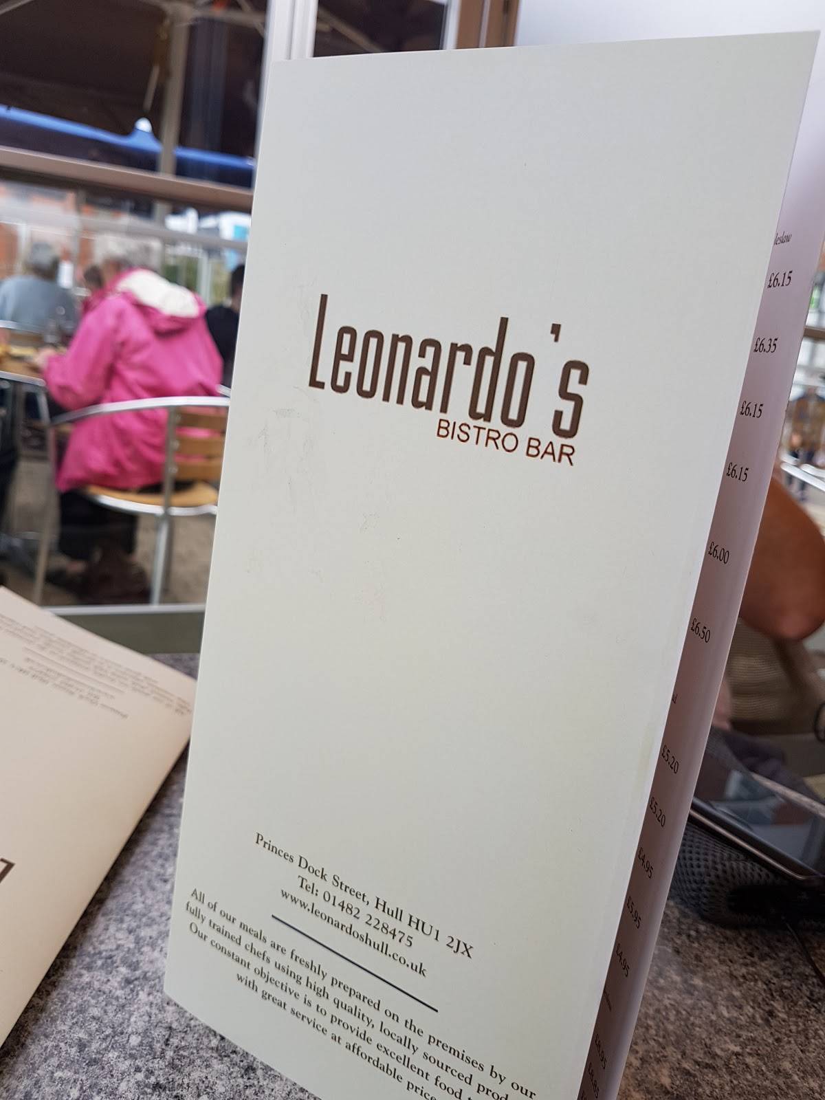 Menu at Leonardo's pub & bar, Hull