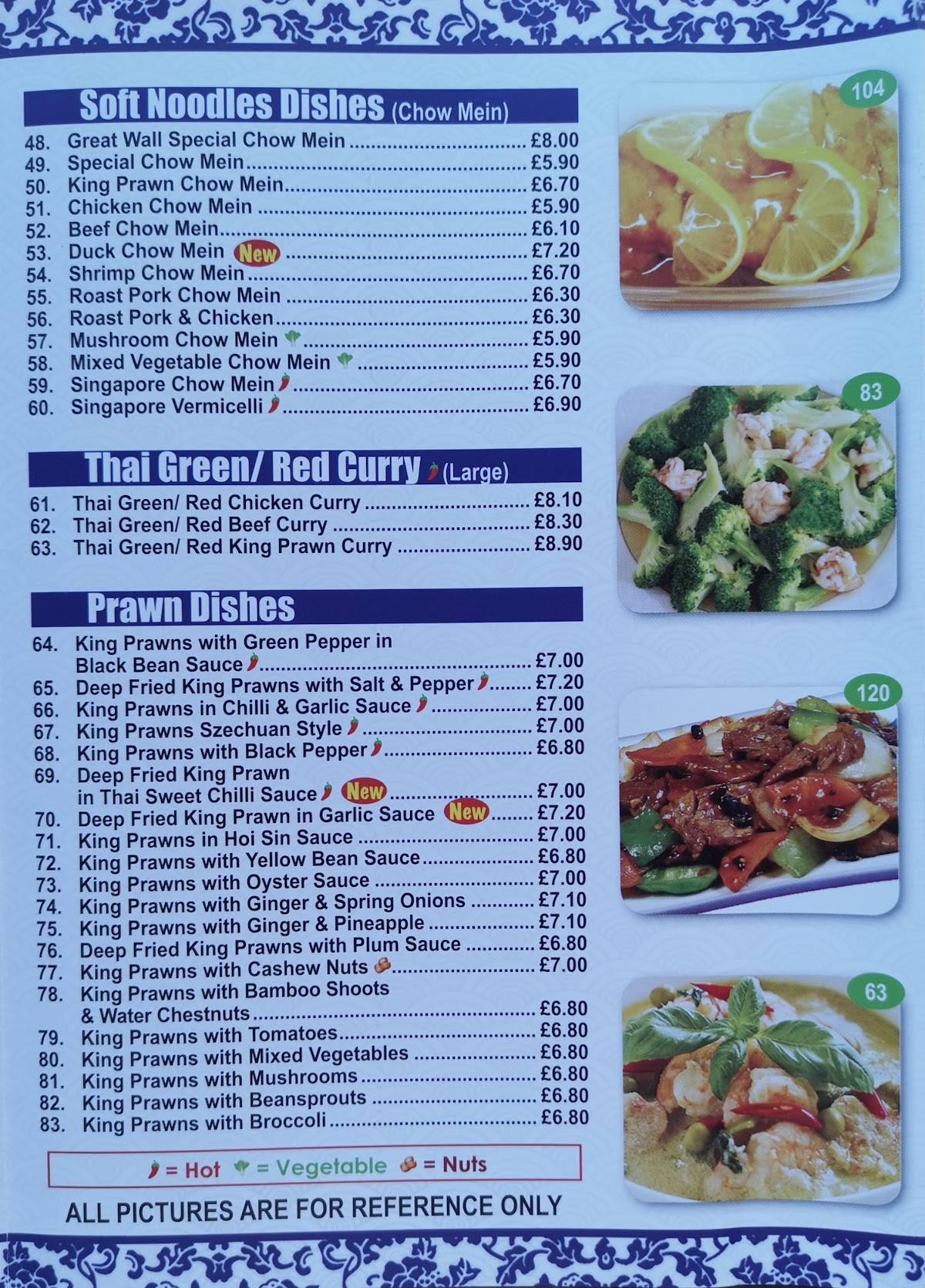 Menu at Great Wall Chinese Takeaway Letchworth fast food, Letchworth ...