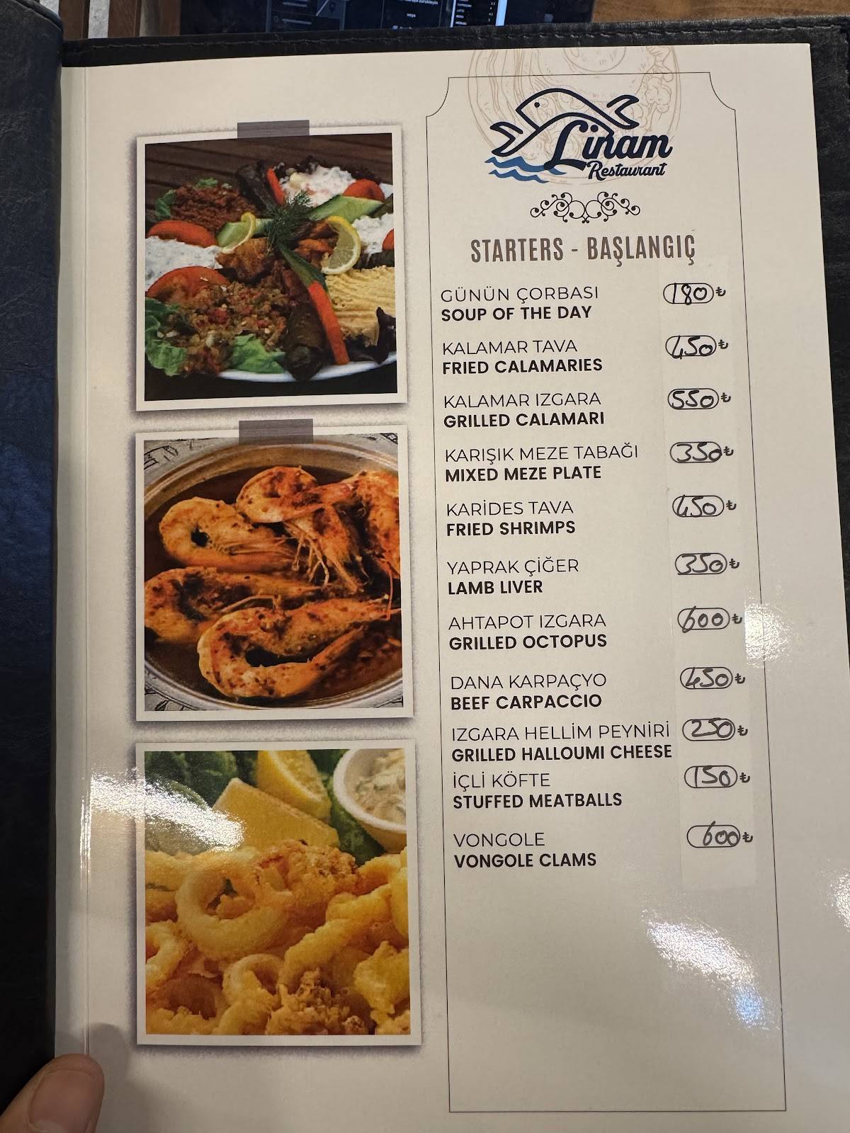 Menu at LİNAM RESTAURANT, Bodrum