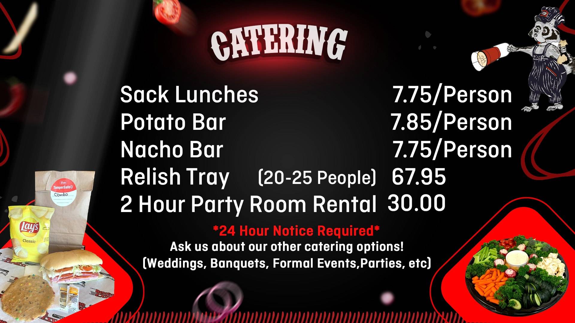 Menu at Lieber's Boxcar Express fast food, Galesburg