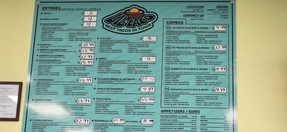 Menu at Lil Taco Wrightstown restaurant, Wrightstown