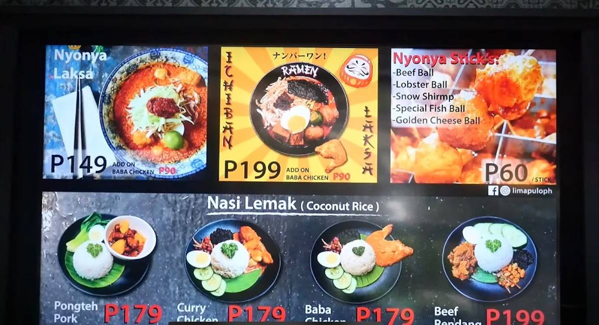 Menu at Limapulo Visayas Avenue restaurant, Quezon City