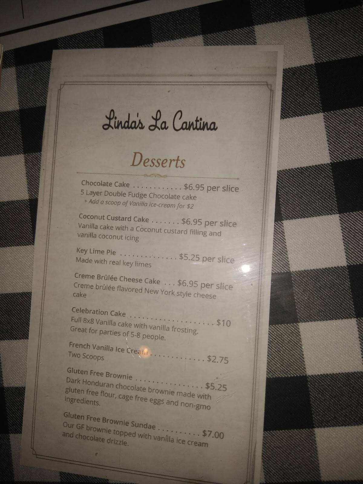 Menu at Linda's La Cantina Steakhouse, Orlando