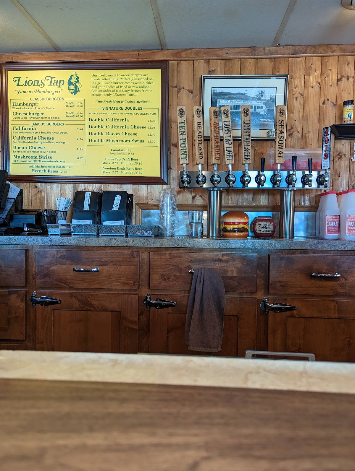 Menu at Lions Tap restaurant, Eden Prairie