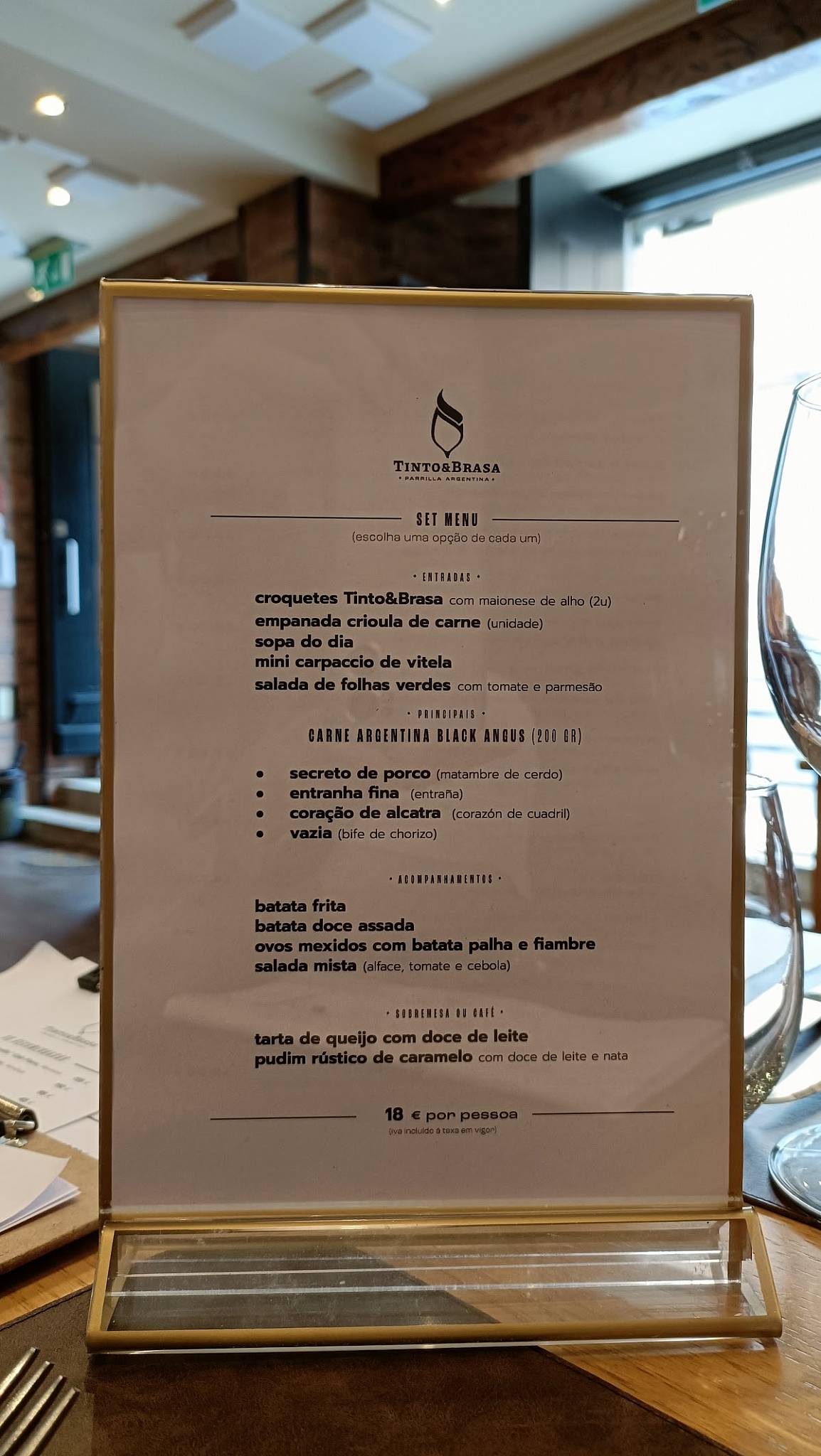 Menu at Tinto & Brasa Parrilla Argentina restaurant, Lisbon