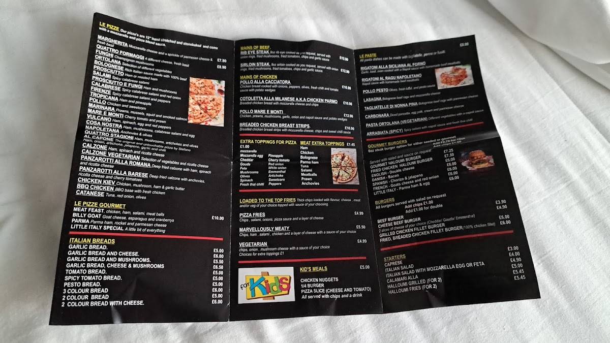 Menu at Little Italy By Stefano restaurant, Hull, 251 Hedon Rd