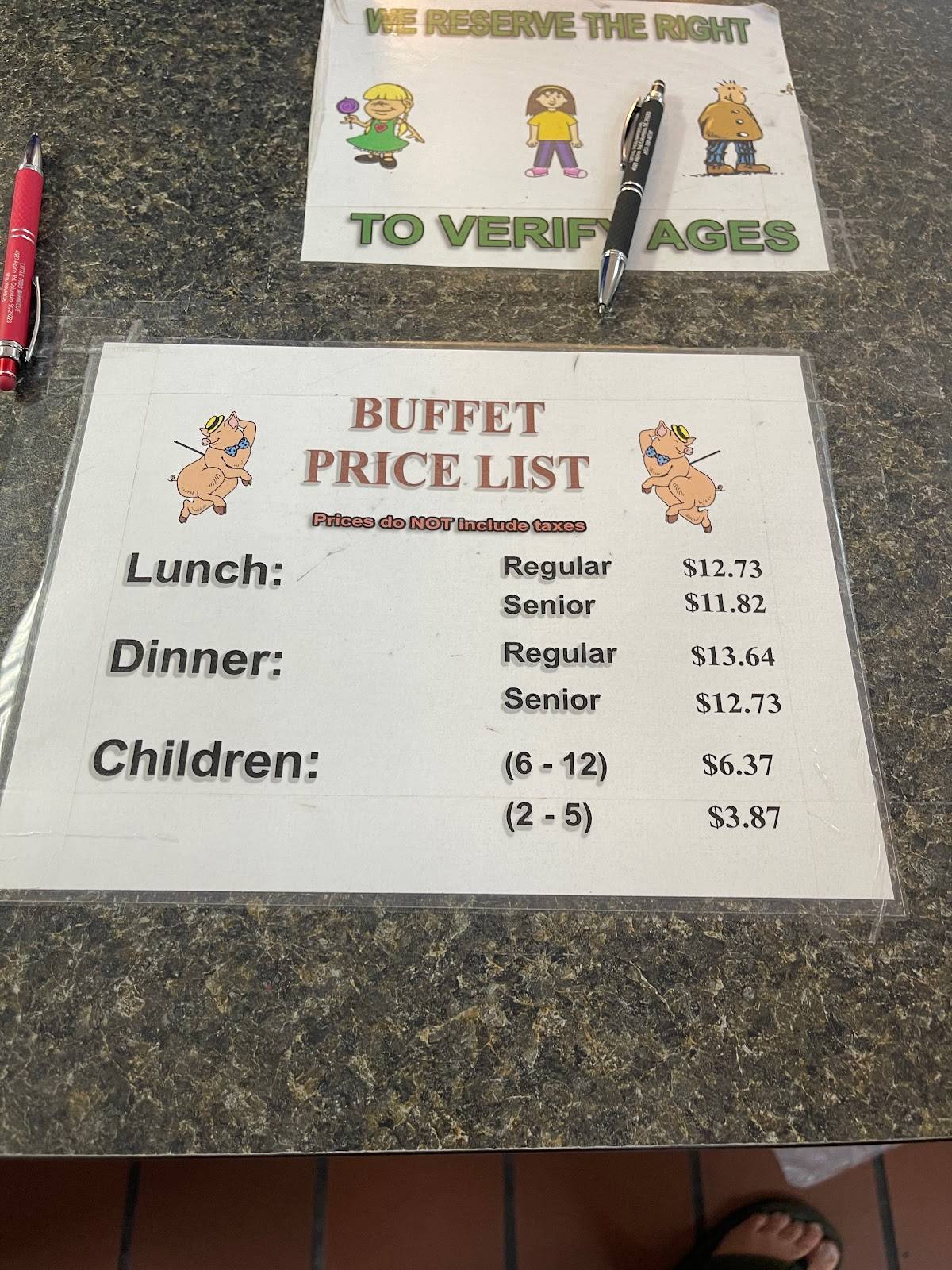 Menu at Little Pigs Barbecue, Columbia