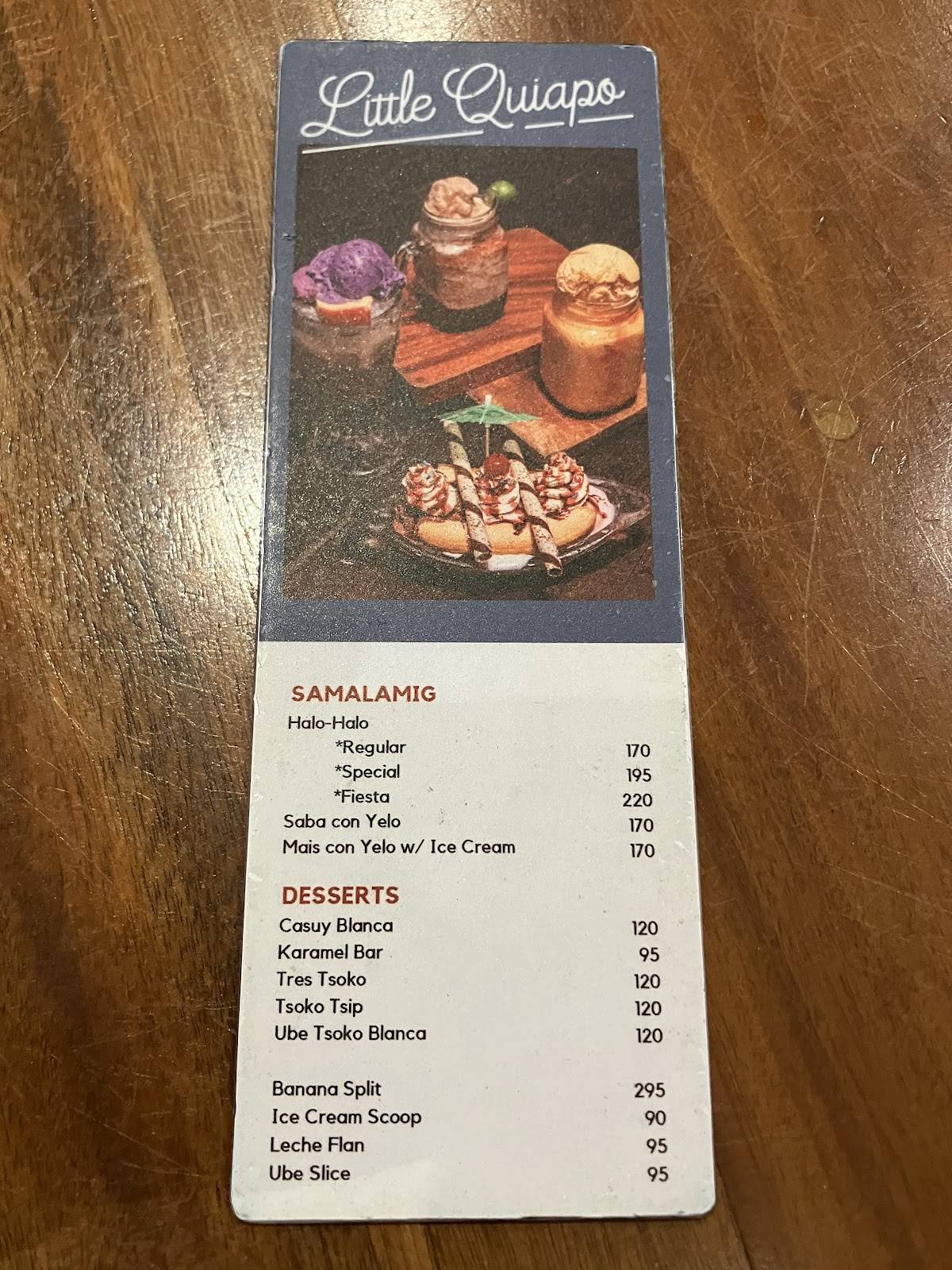 Menu at Little Quiapo Soda Fountain & Restaurant, Parañaque