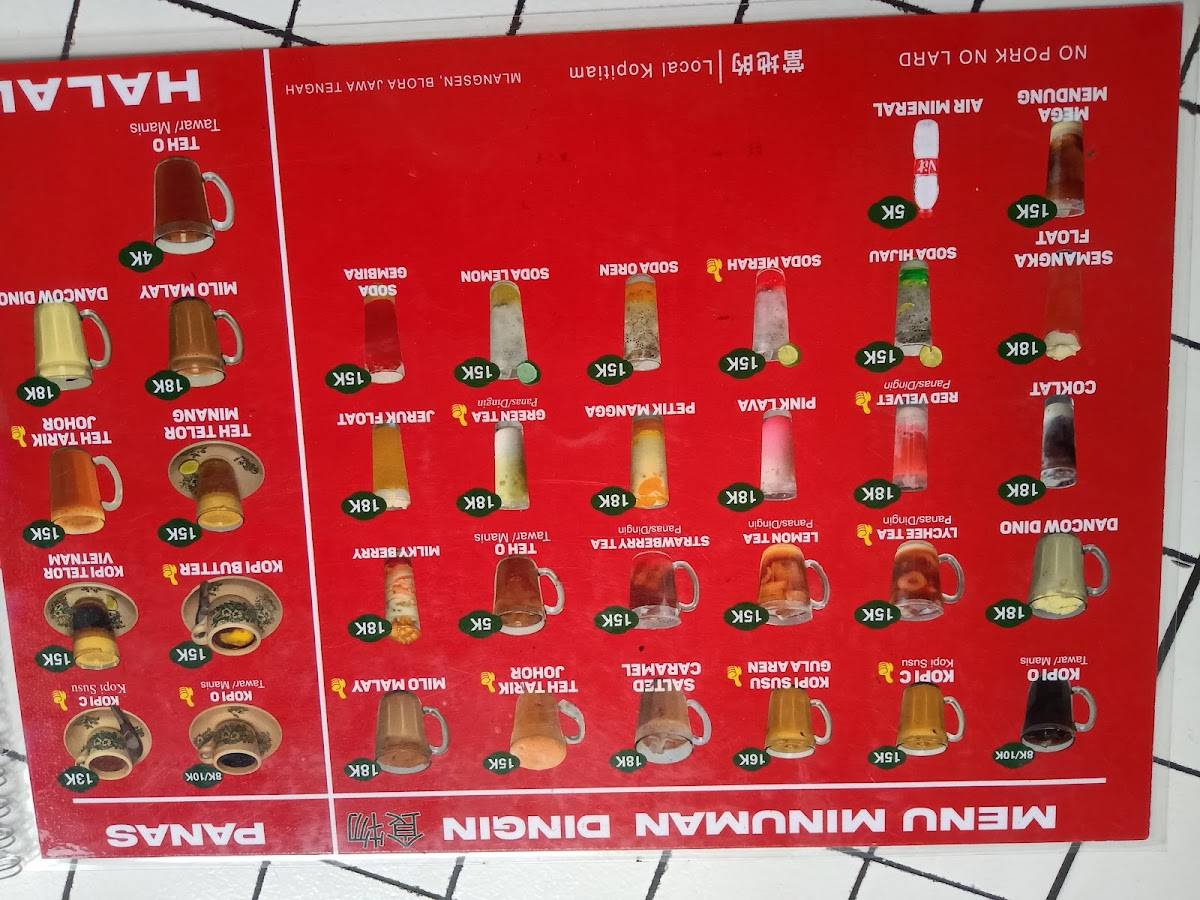 Menu at Local Kopitiam, Blora