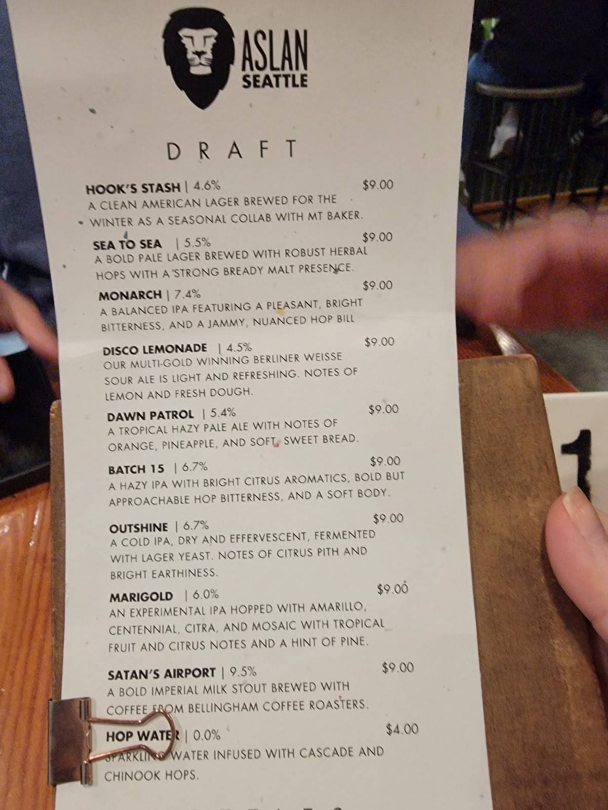 Menu at Local Tide restaurant, Seattle