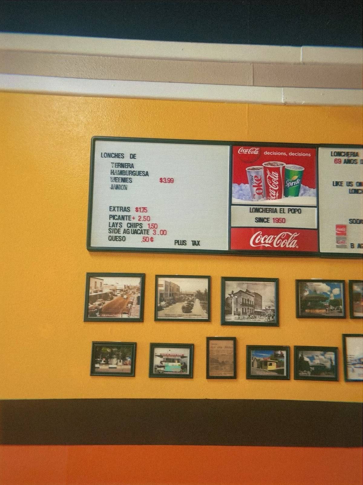 Menu at Loncheria El Popo restaurant, San Antonio