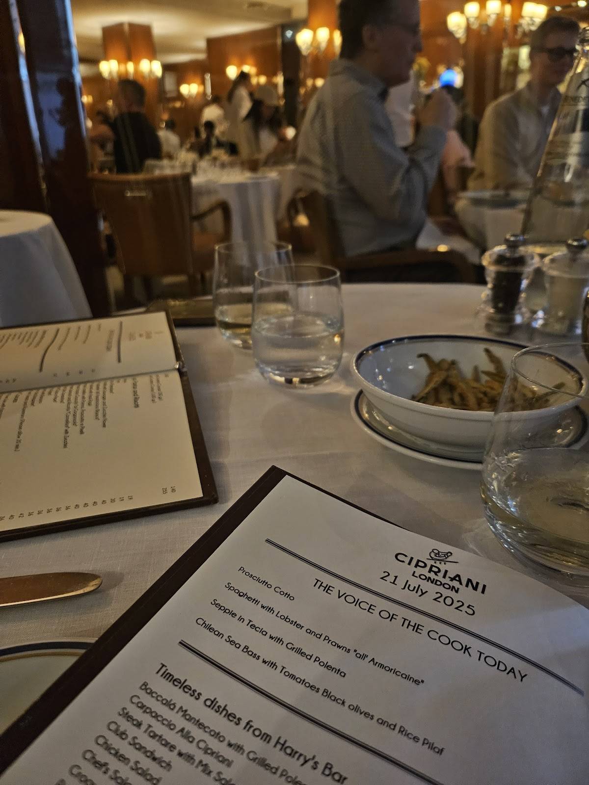 Menu at Cipriani London restaurant, London, 23-25 Davies St