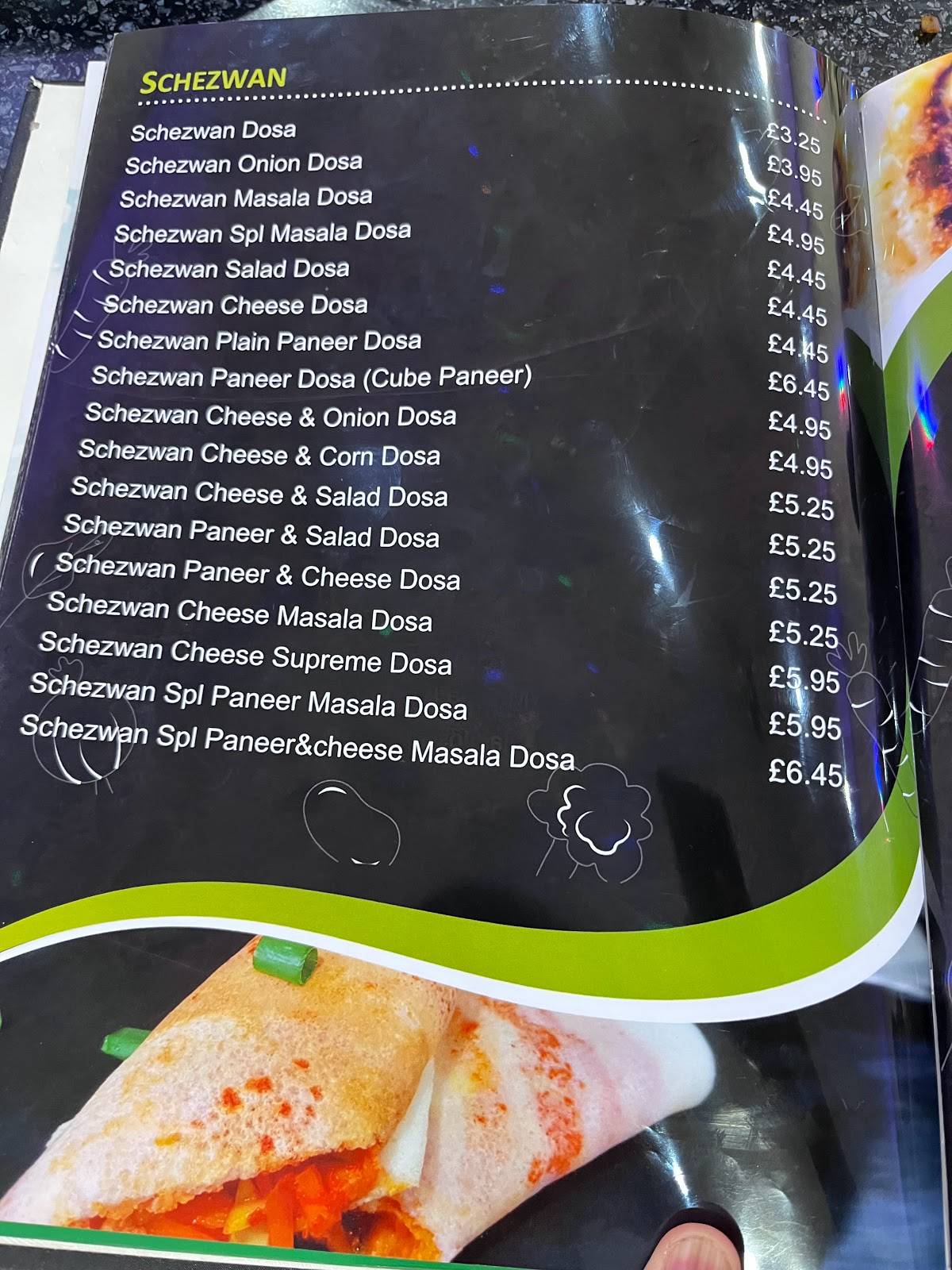 Menu at Dosa Express restaurant, Wembley