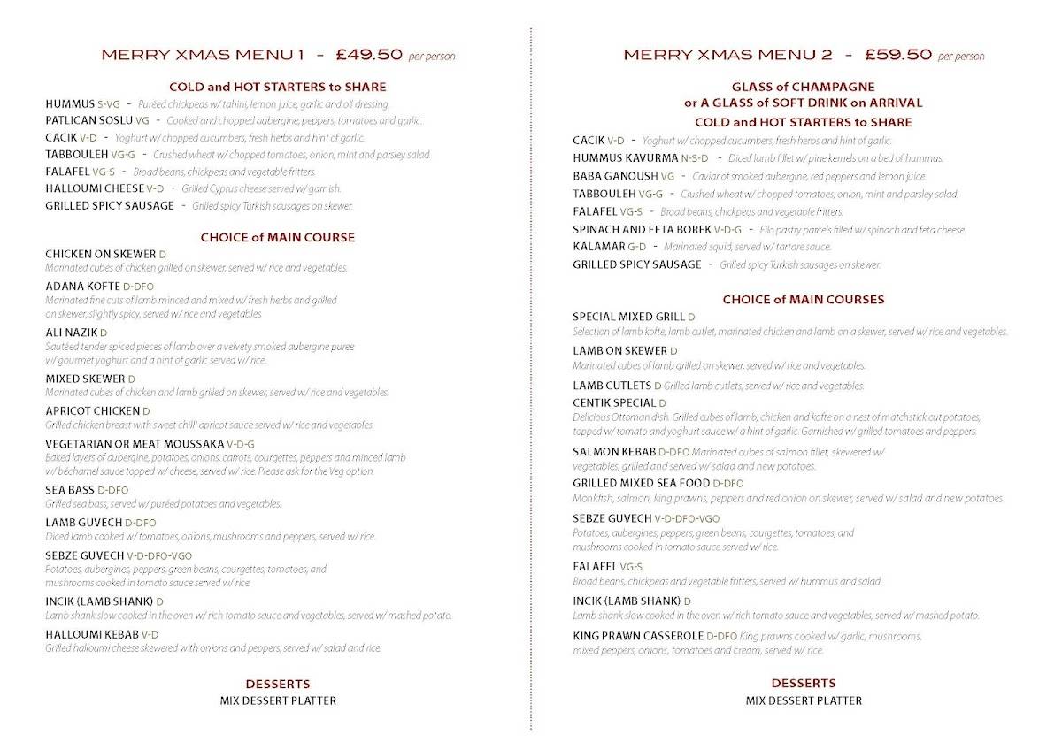Menu at Fora Restaurant, London, 34-36 Houndsditch