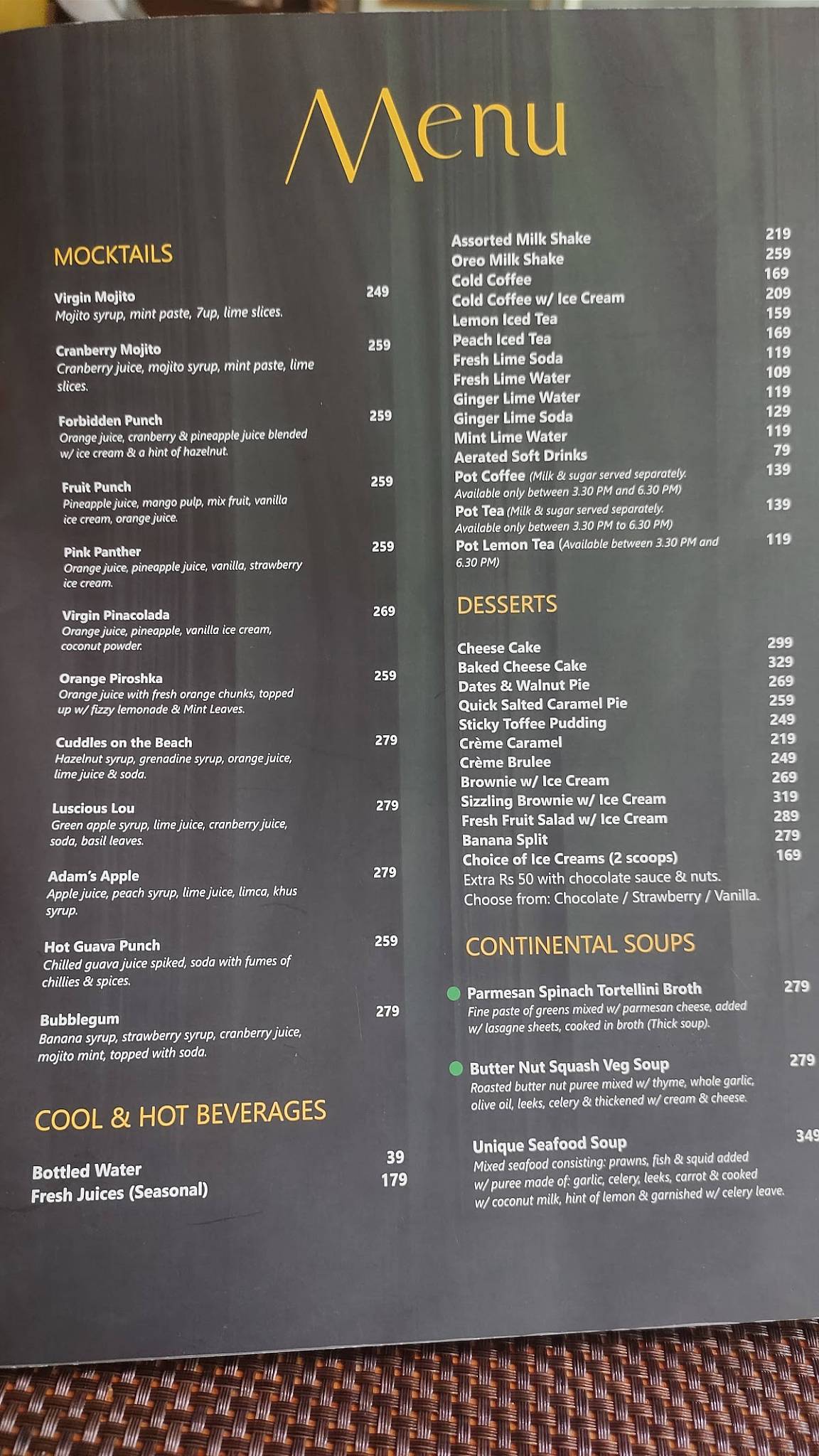 Menu at Longtime, Thiruvananthapuram, A 23