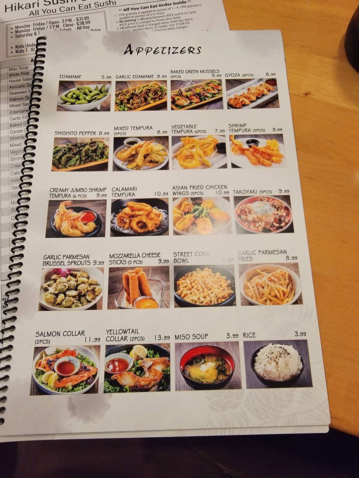 Hikari sushi menu store