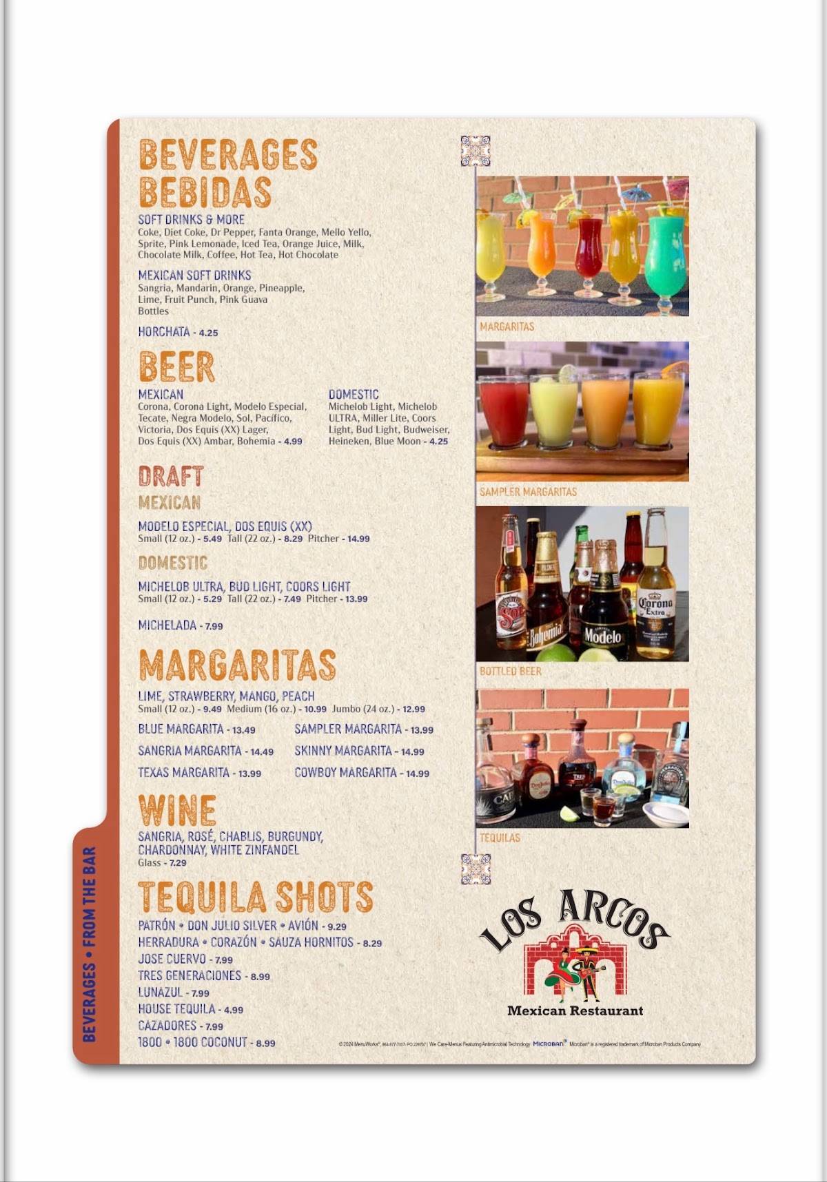 Menu at Los Arcos restaurant, Roanoke, Peters Creek Rd
