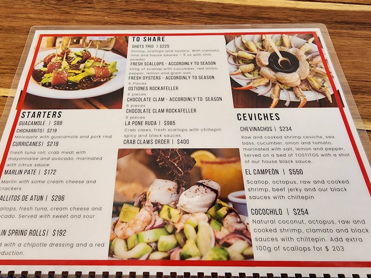Carta del restaurante Los Morros Aldea Zama, Tulum