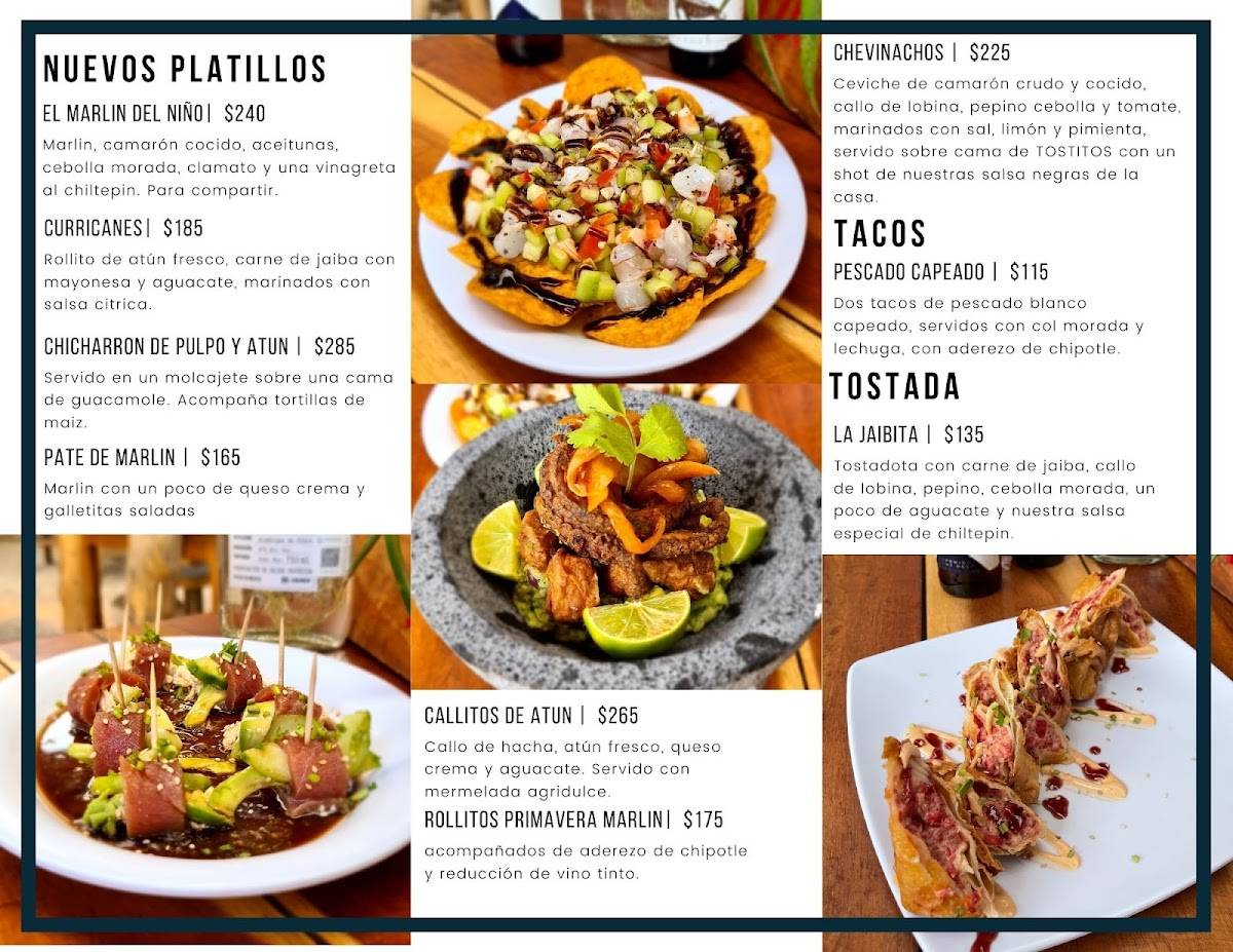 Carta del restaurante Los Morros Aldea Zama, Tulum