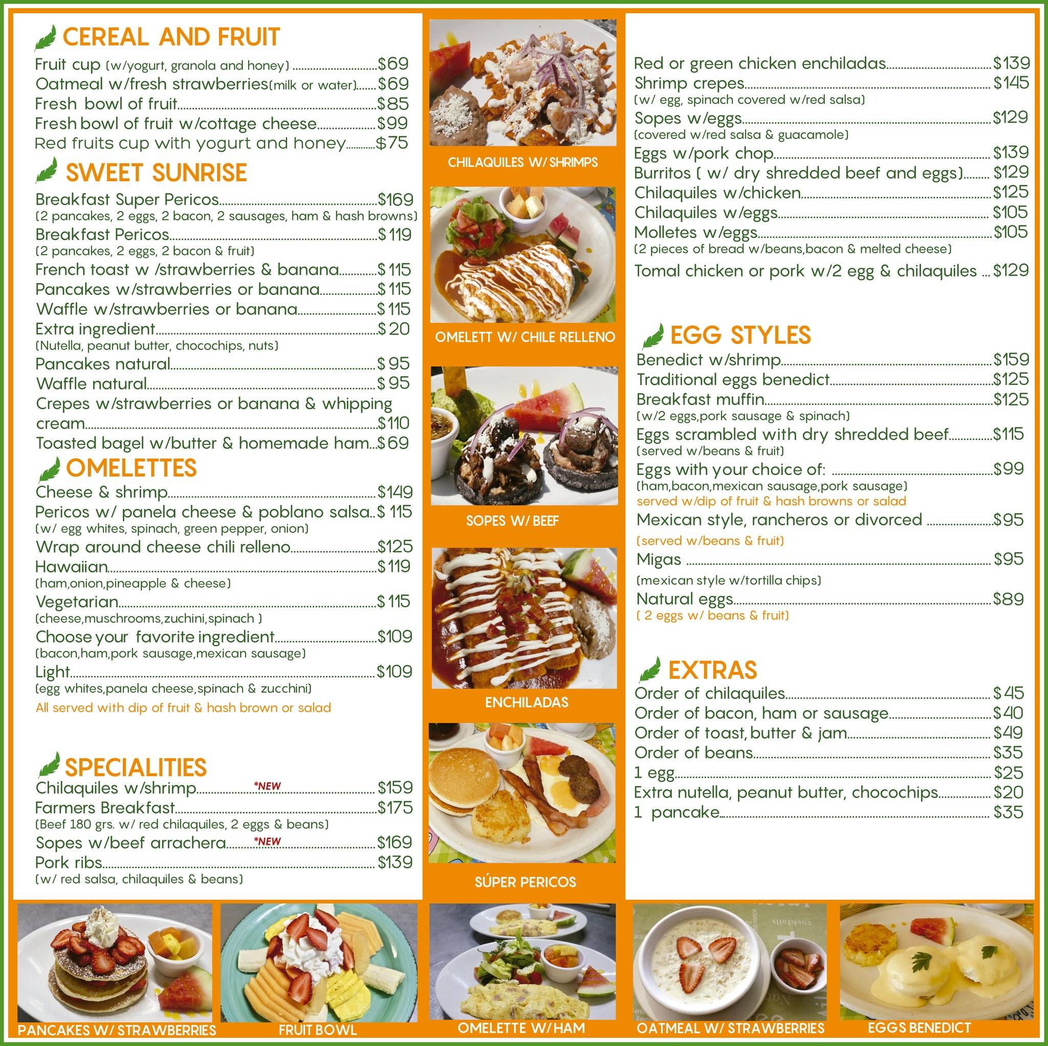 Menu at Los Pericos Restaurant Bar Cafe, Bucerías