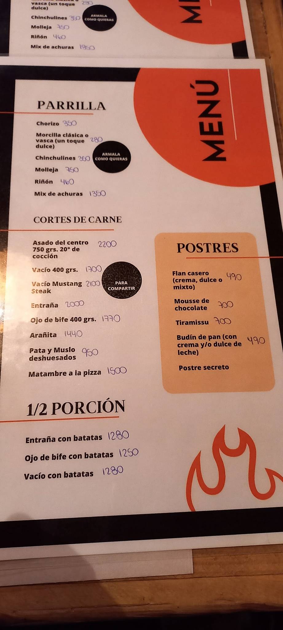 Carta de Los Troncos Parrilla Restaurant, Moreno