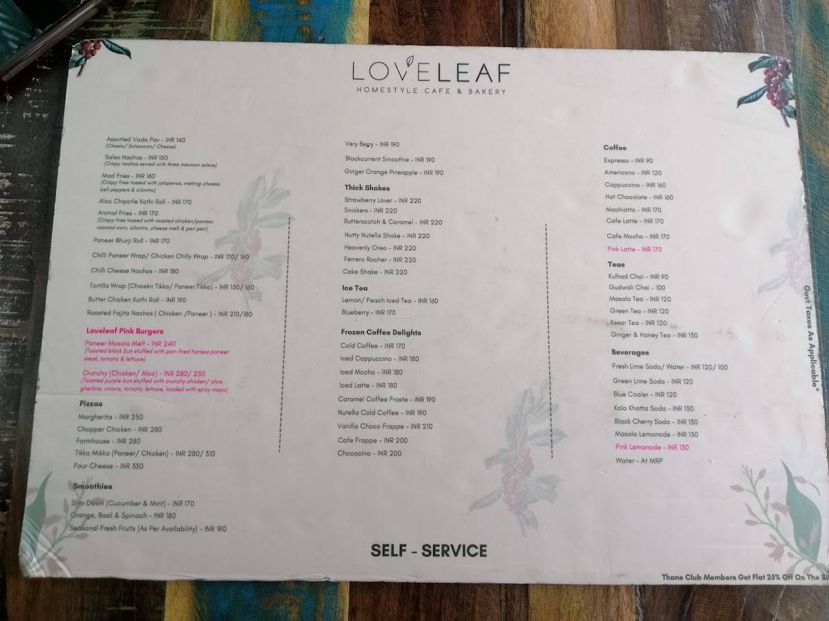 Menu at Love Leaf Cafe, Thane