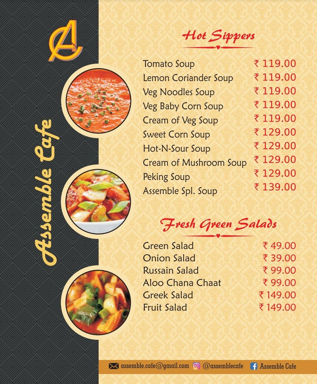 Menu at Assemble Cafe(Resturant And Roof Top), Lucknow, 9/124 Sector-E ...