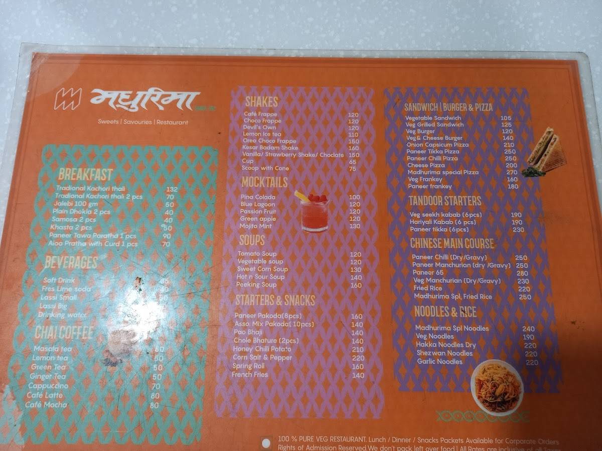 Menu at Madhurima Sweets, Lucknow, 144/19/1