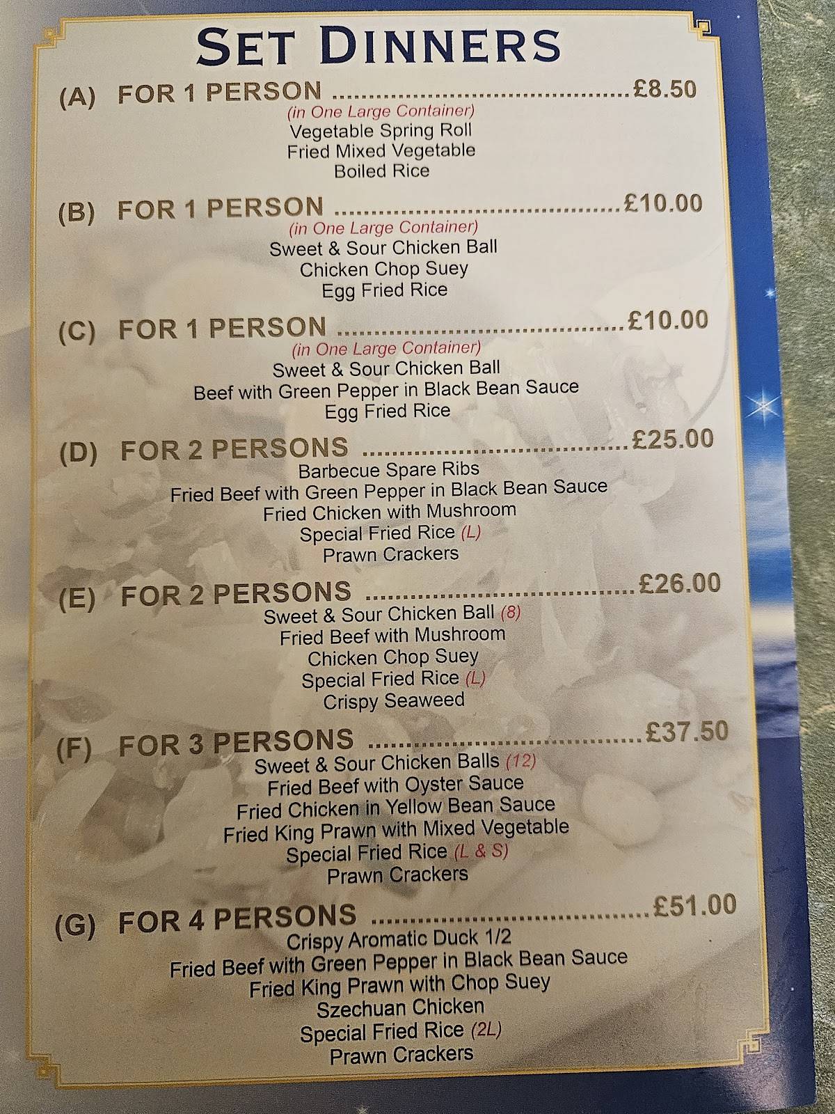 Menu at Lucky 7 restaurant, Ancaster