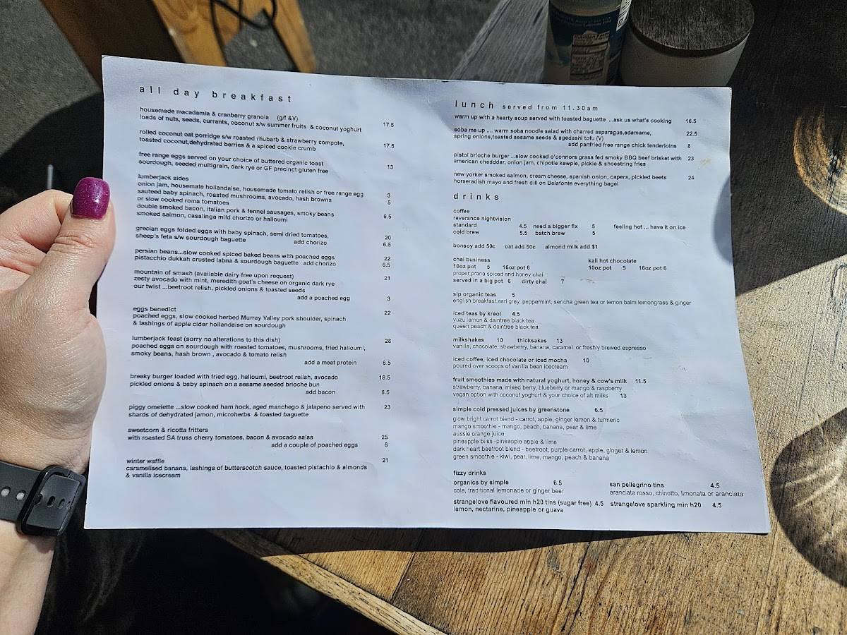 Menu at Lumberjack restaurant, Richmond