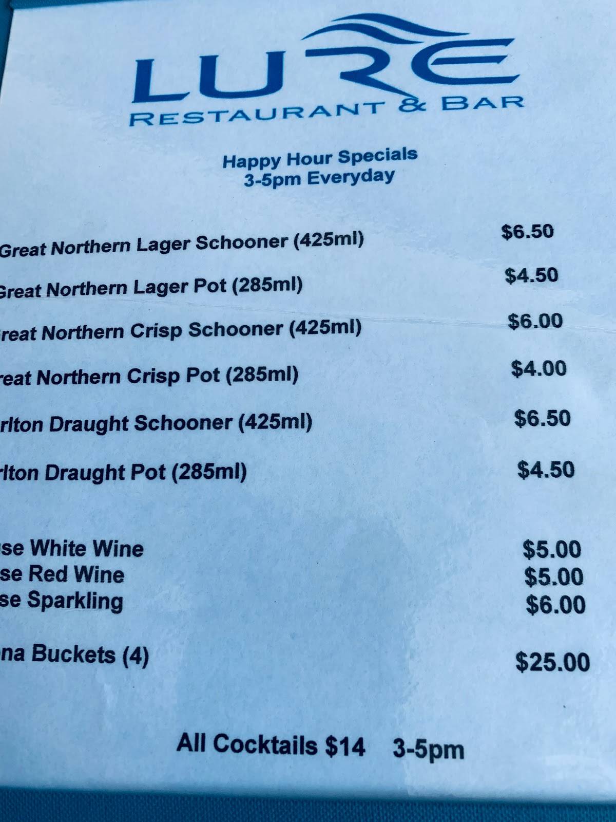 Menu at Lure Restaurant & Bar, Port Douglas